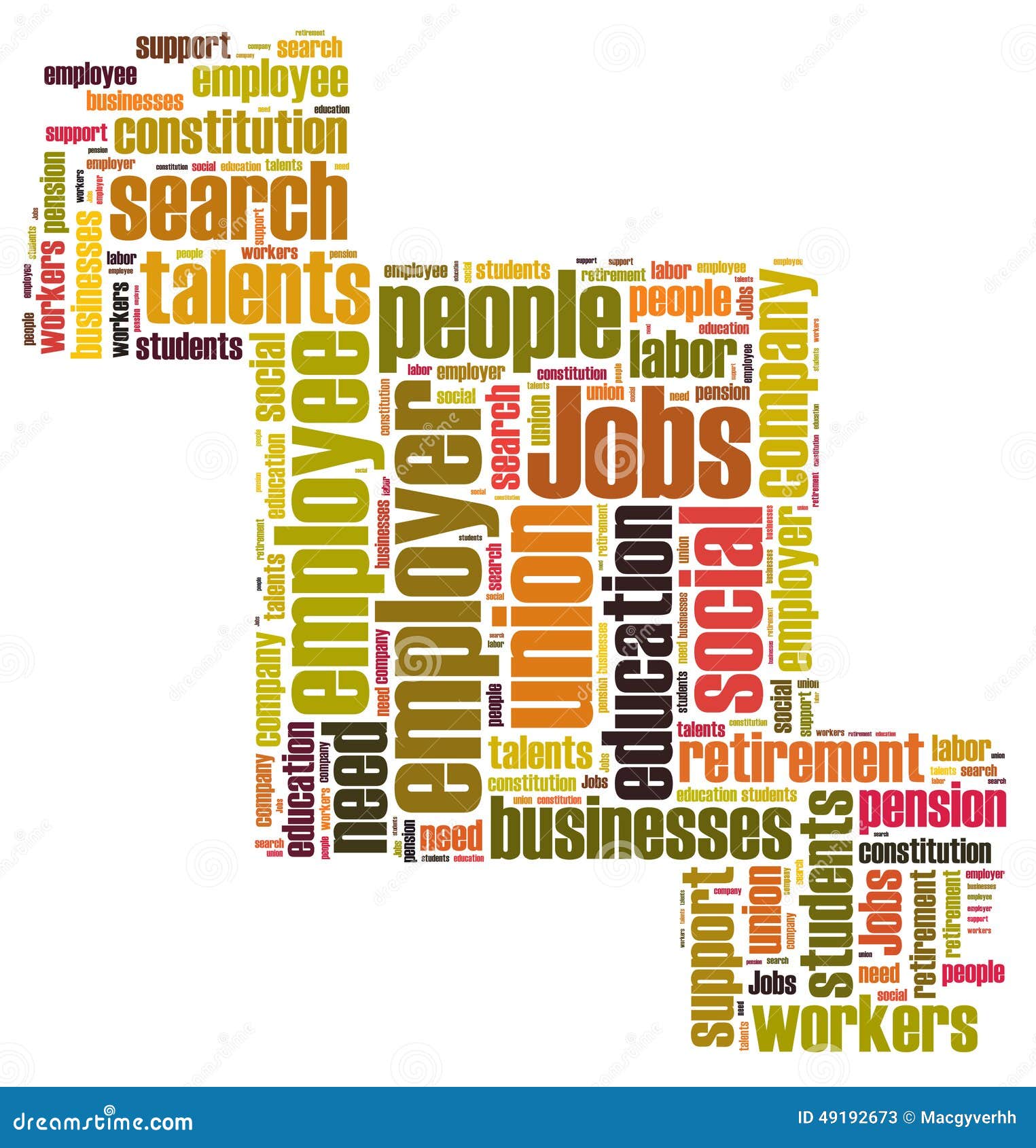 Jobs word cloud stock illustration. Illustration of union - 49192673