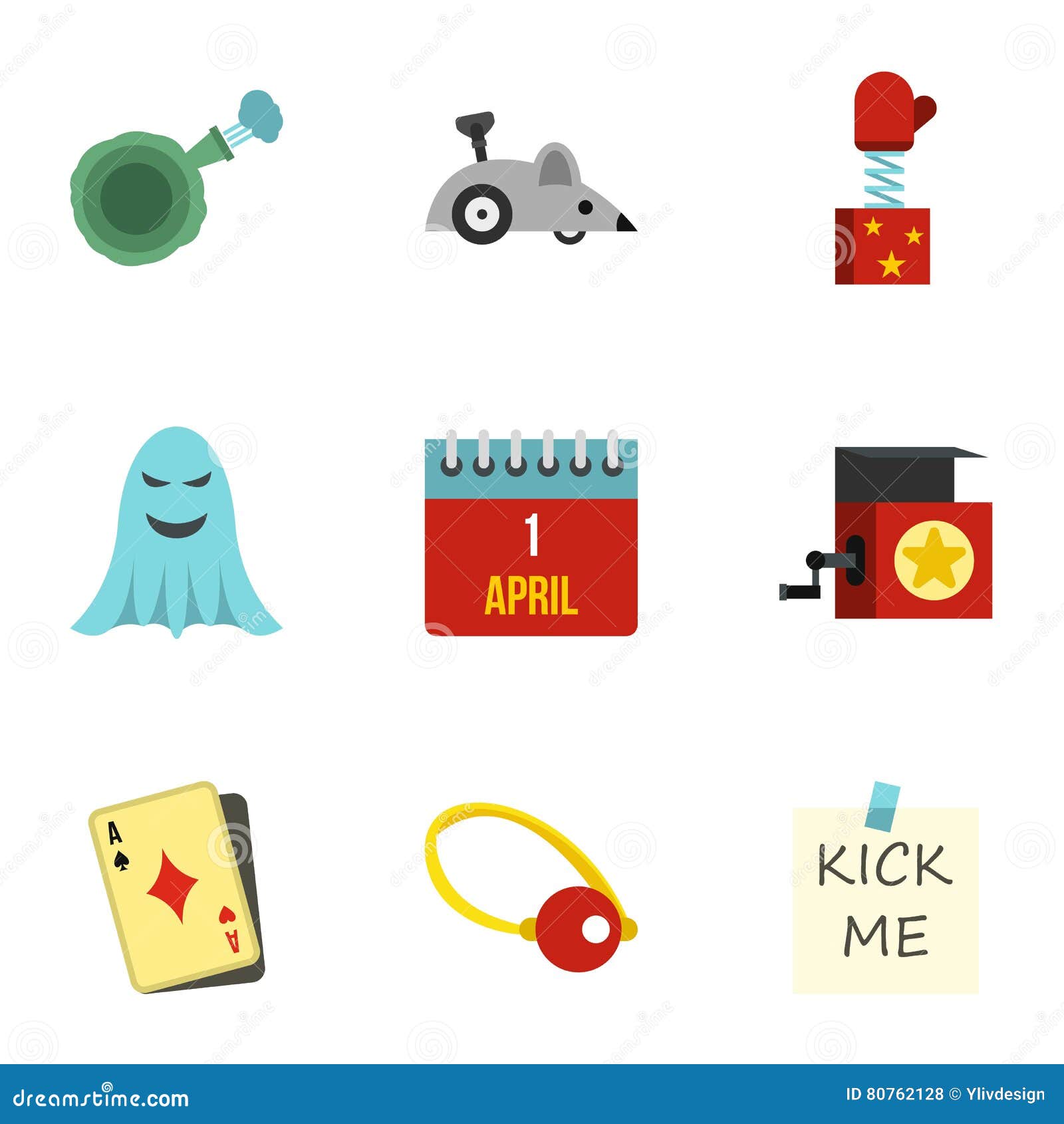 Jocularity Icons Set, Flat Style Stock Vector - Illustration of holiday ...