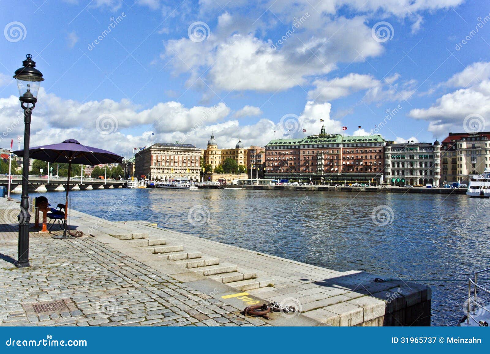Joenkoeping at the Harbor with Old Historic Facades Stock Image - Image ...