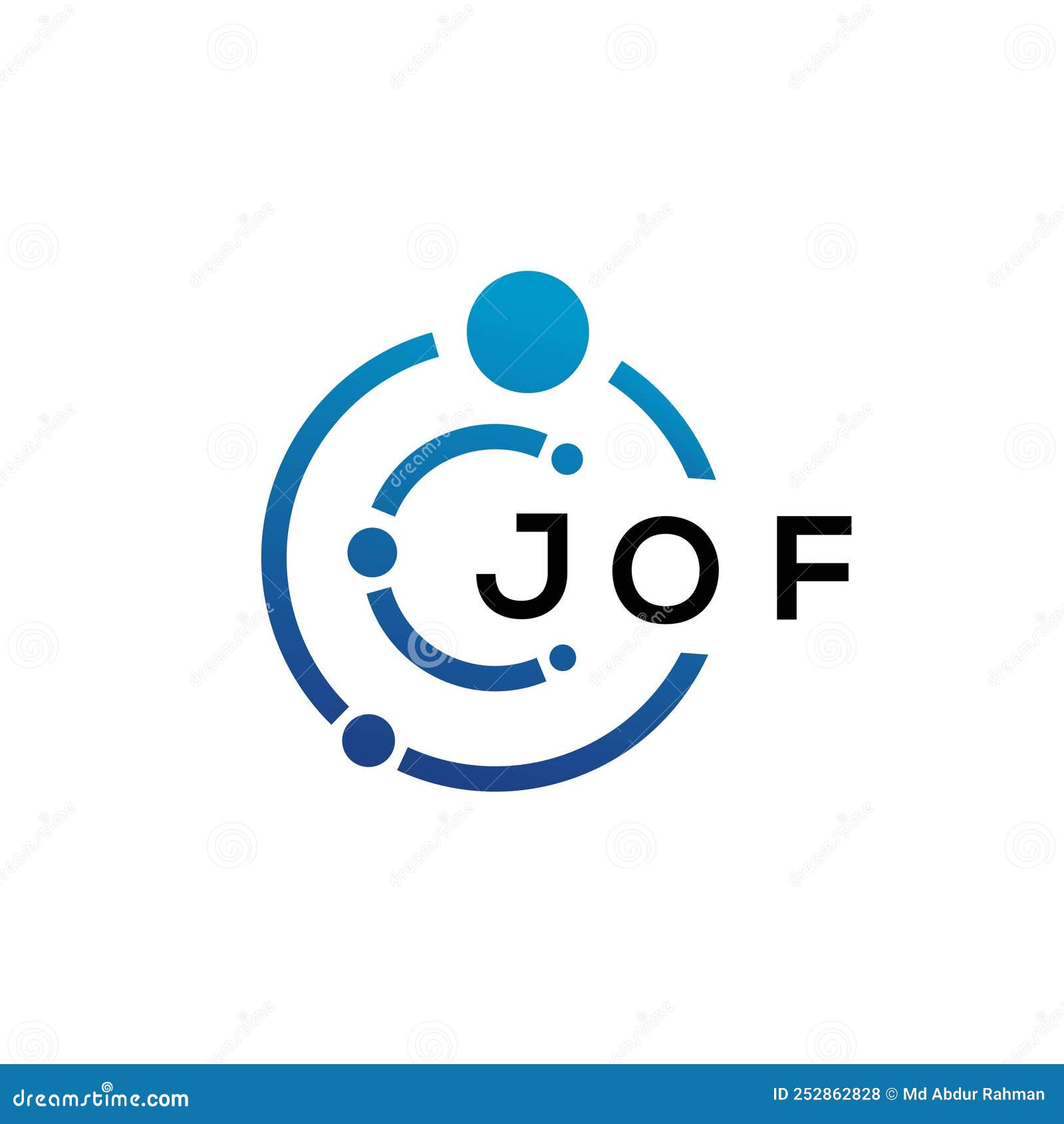 JOF Letter Technology Logo Design on White Background. JOF Creative ...