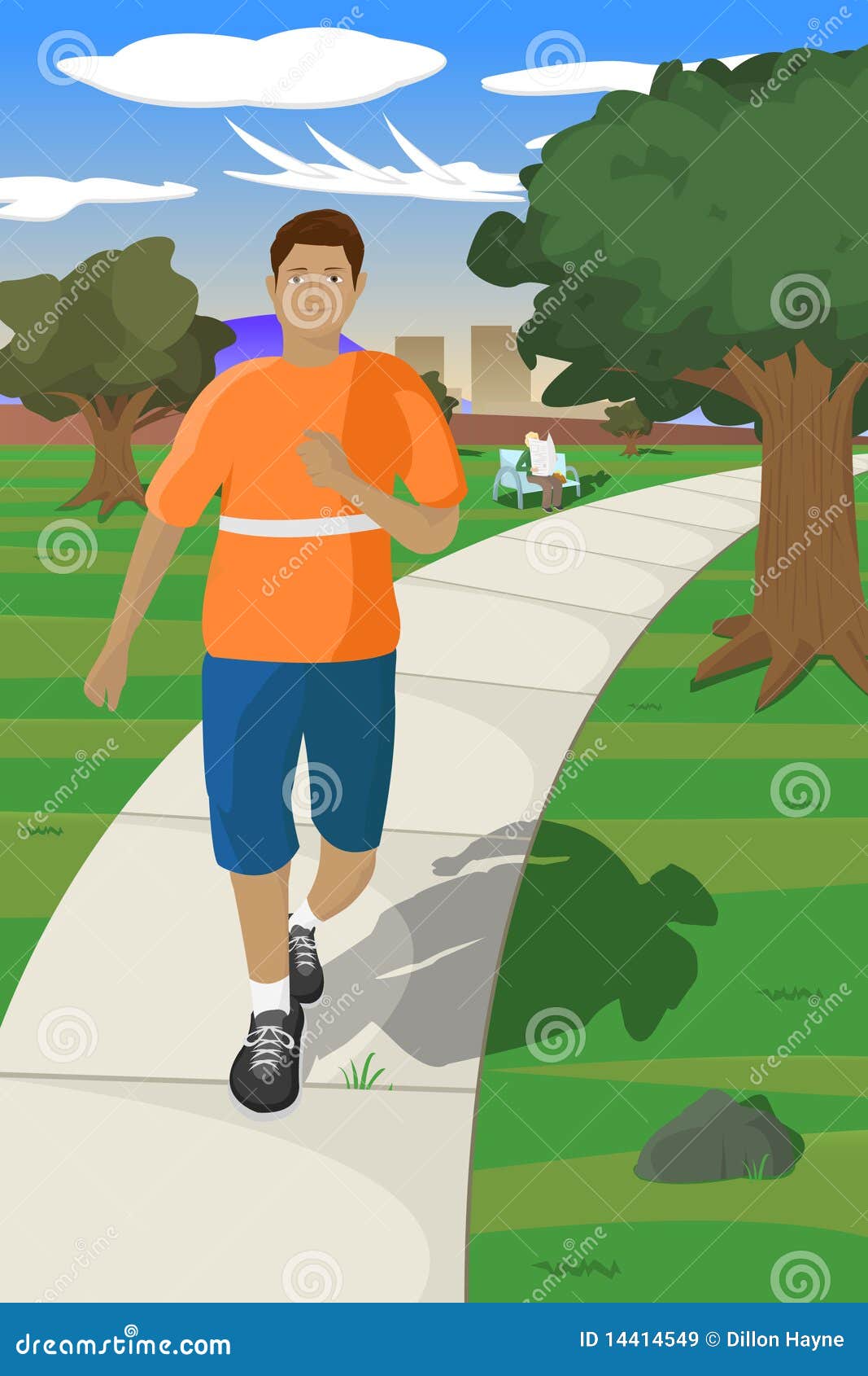A Jog through the Park stock vector. Illustration of grass - 14414549