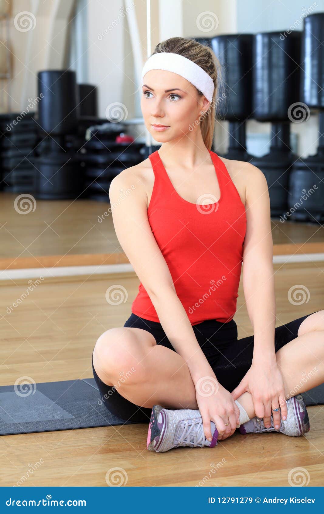 Joga pose stock image. Image of blonde, acrobatics, indoors - 12791279