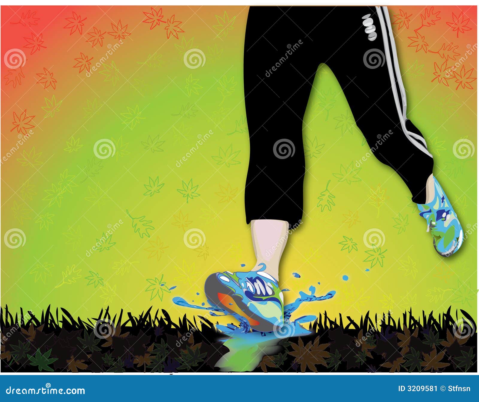 Jogger in Fall, Over Leaves Stock Vector - Illustration of jogger ...