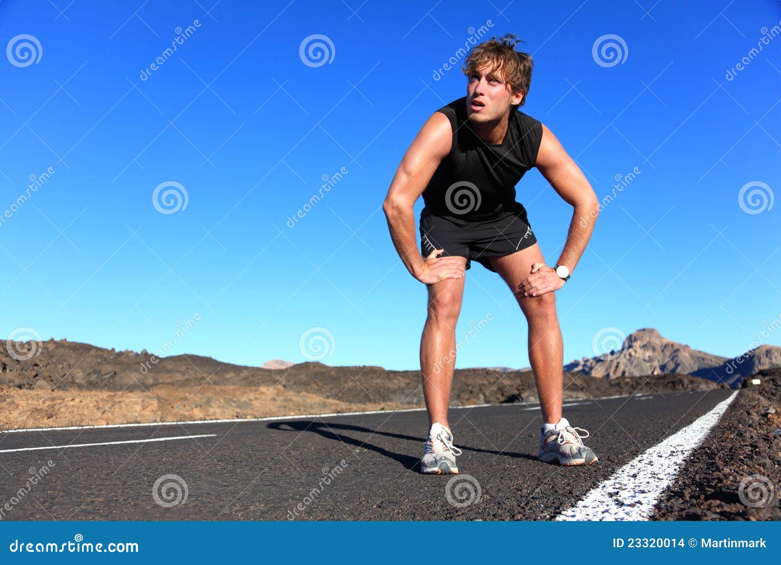 Jogger Resting after Running Stock Photo - Image of health, desert ...