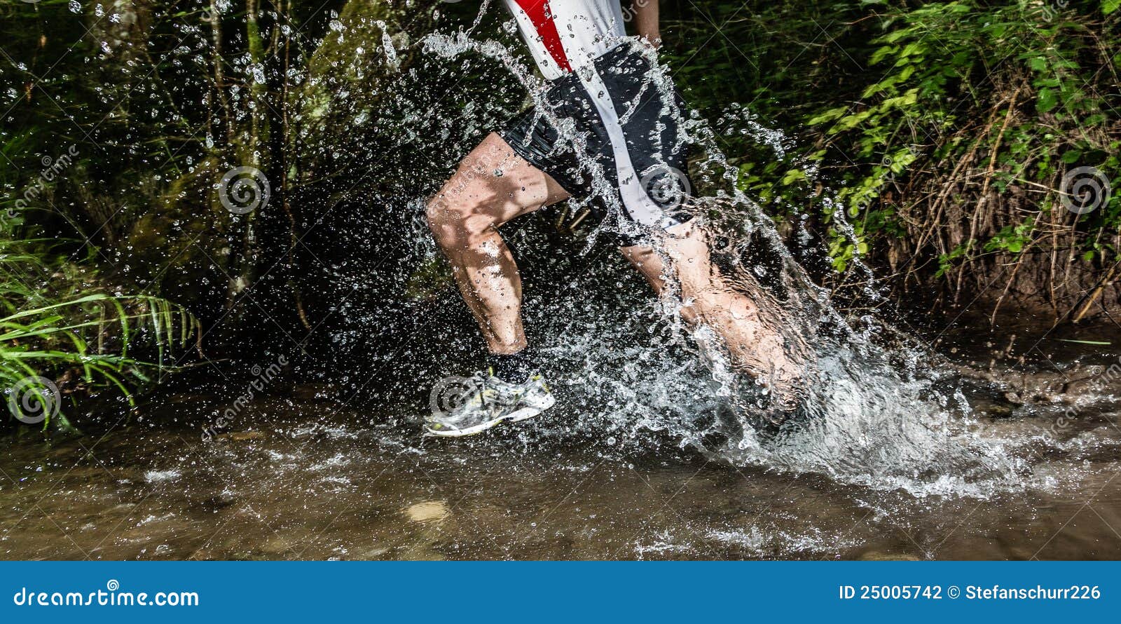 Jogger with Splashing Water Stock Photo - Image of river, individual ...