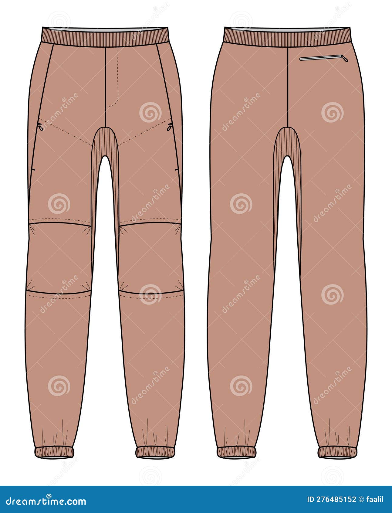 Jogger Track Bottom Flex Pants Design Flat Sketch Vector Illustration ...