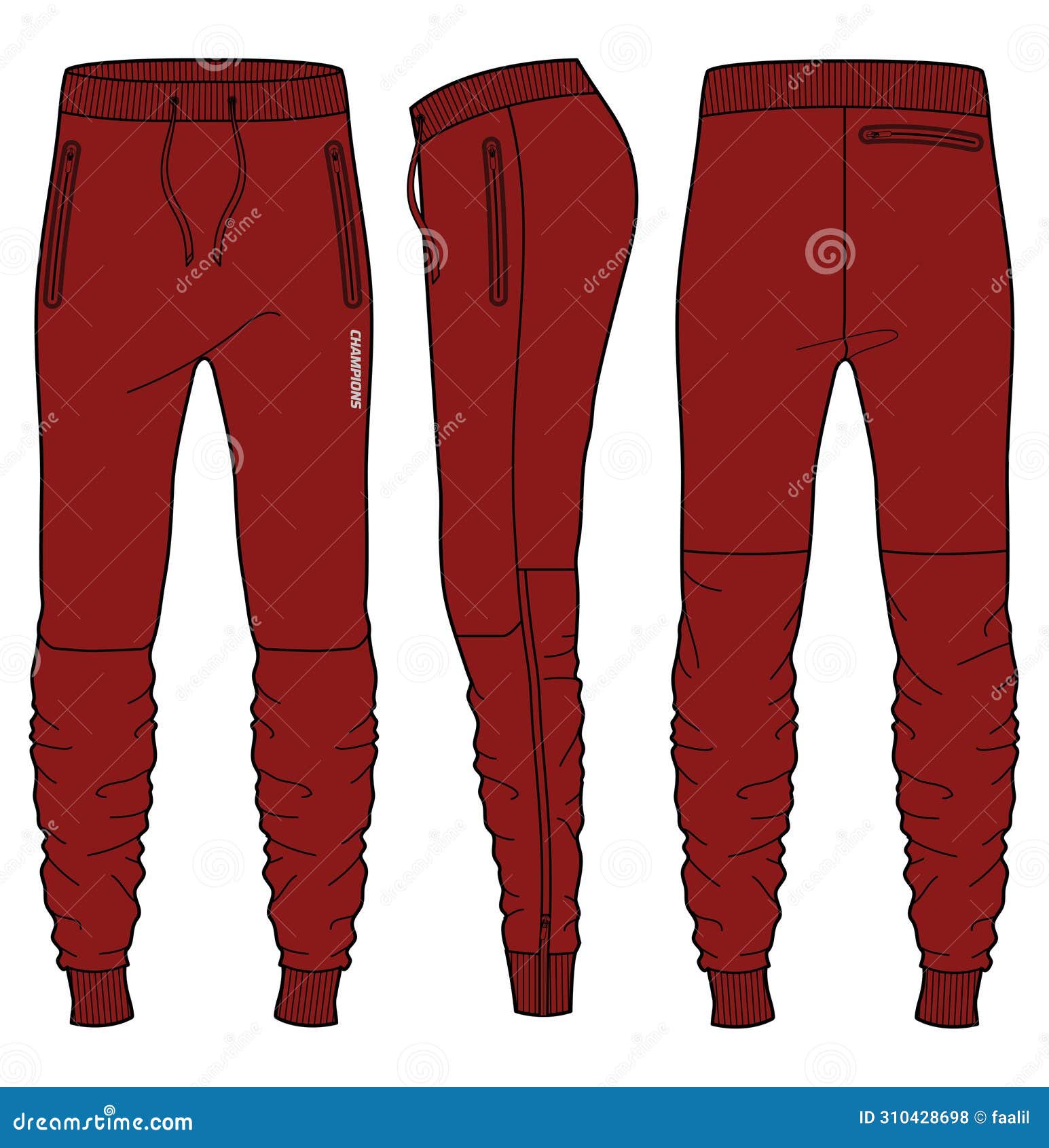 Jogger Track Bottom Pants Design Flat Sketch Vector Illustration, Track ...