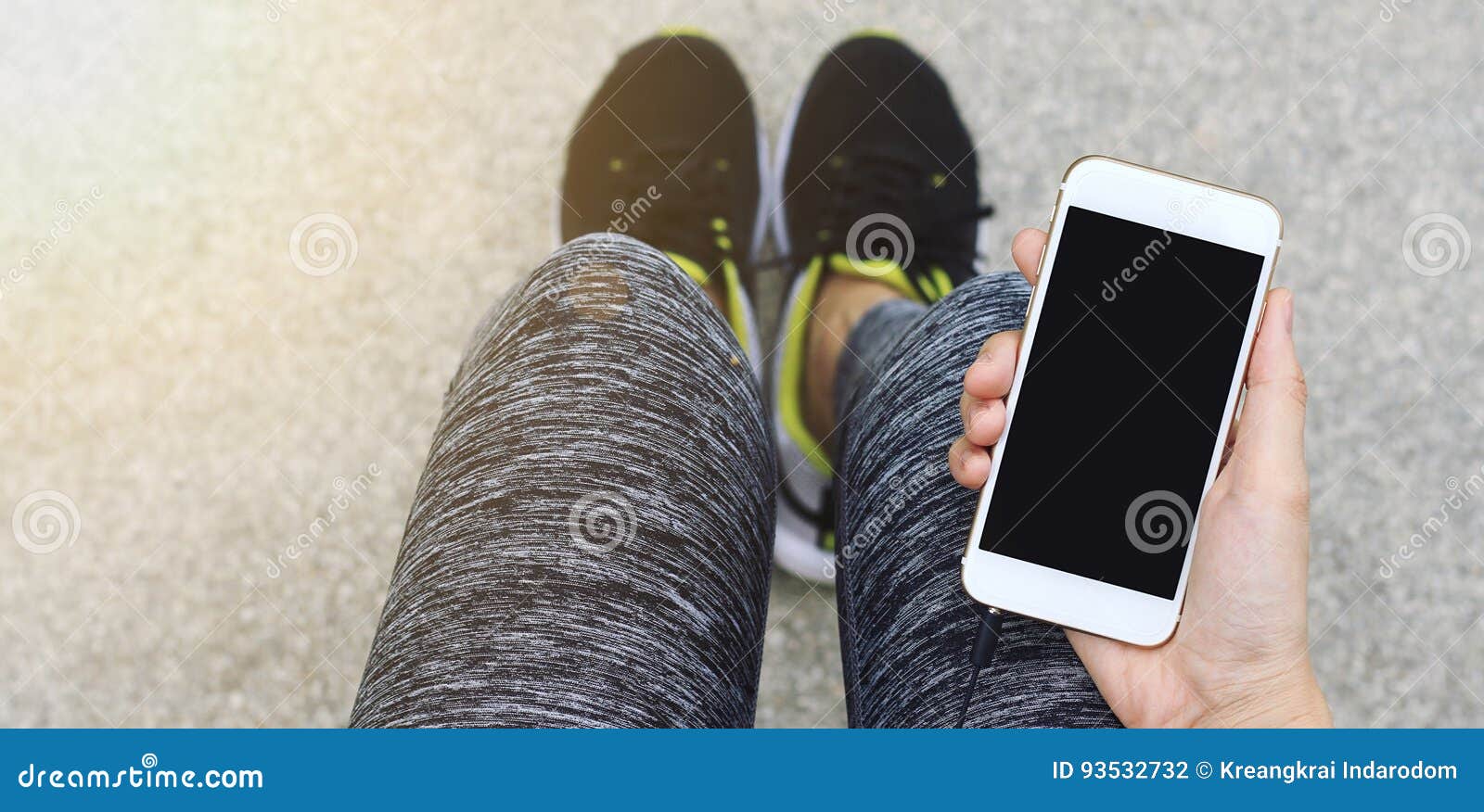 Jogger Using Smart Phone, Female Runner Holding Cell Phone. Stock Photo ...