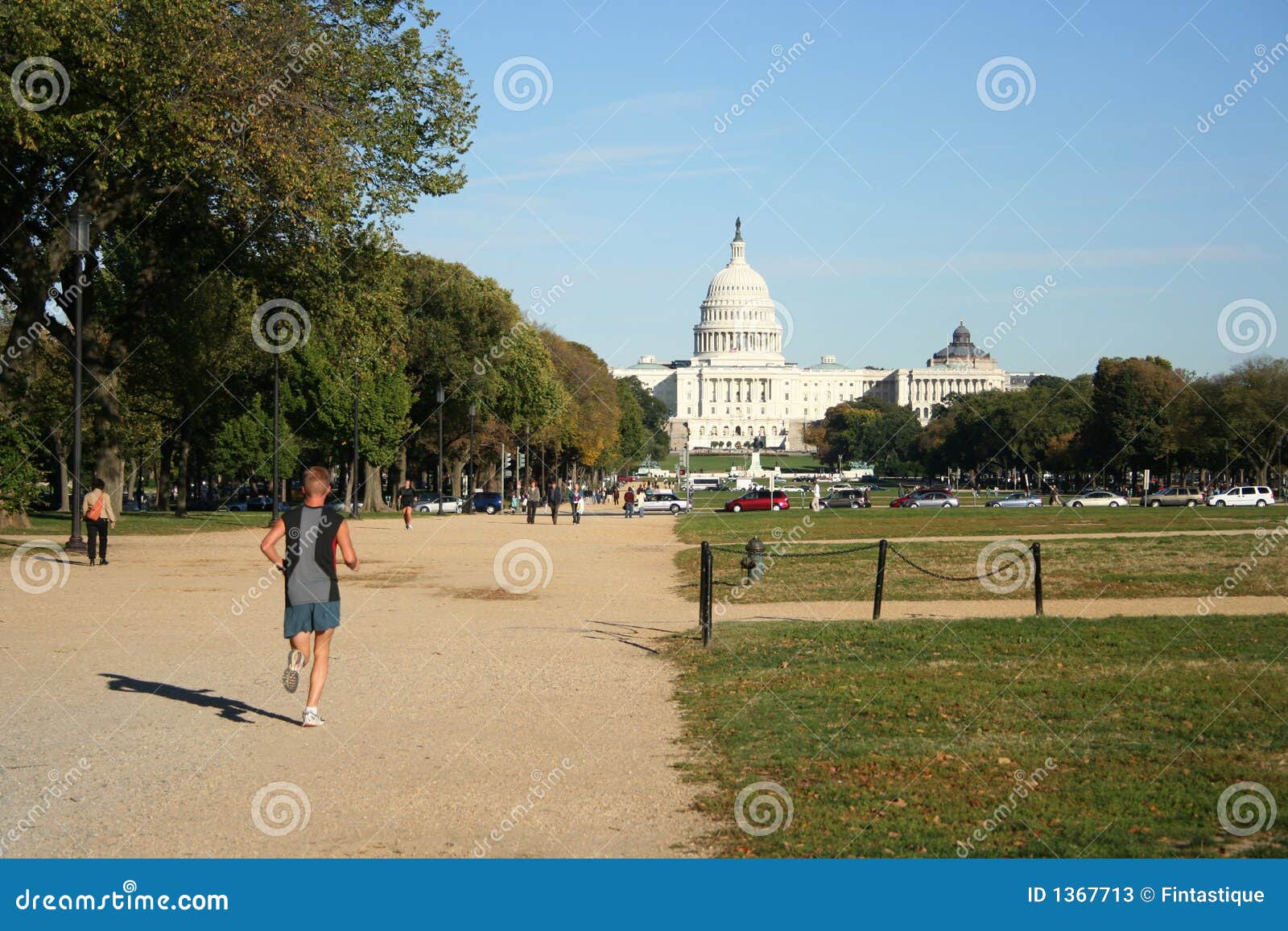Jogging along the mall stock image. Image of capitol, trees - 1367713