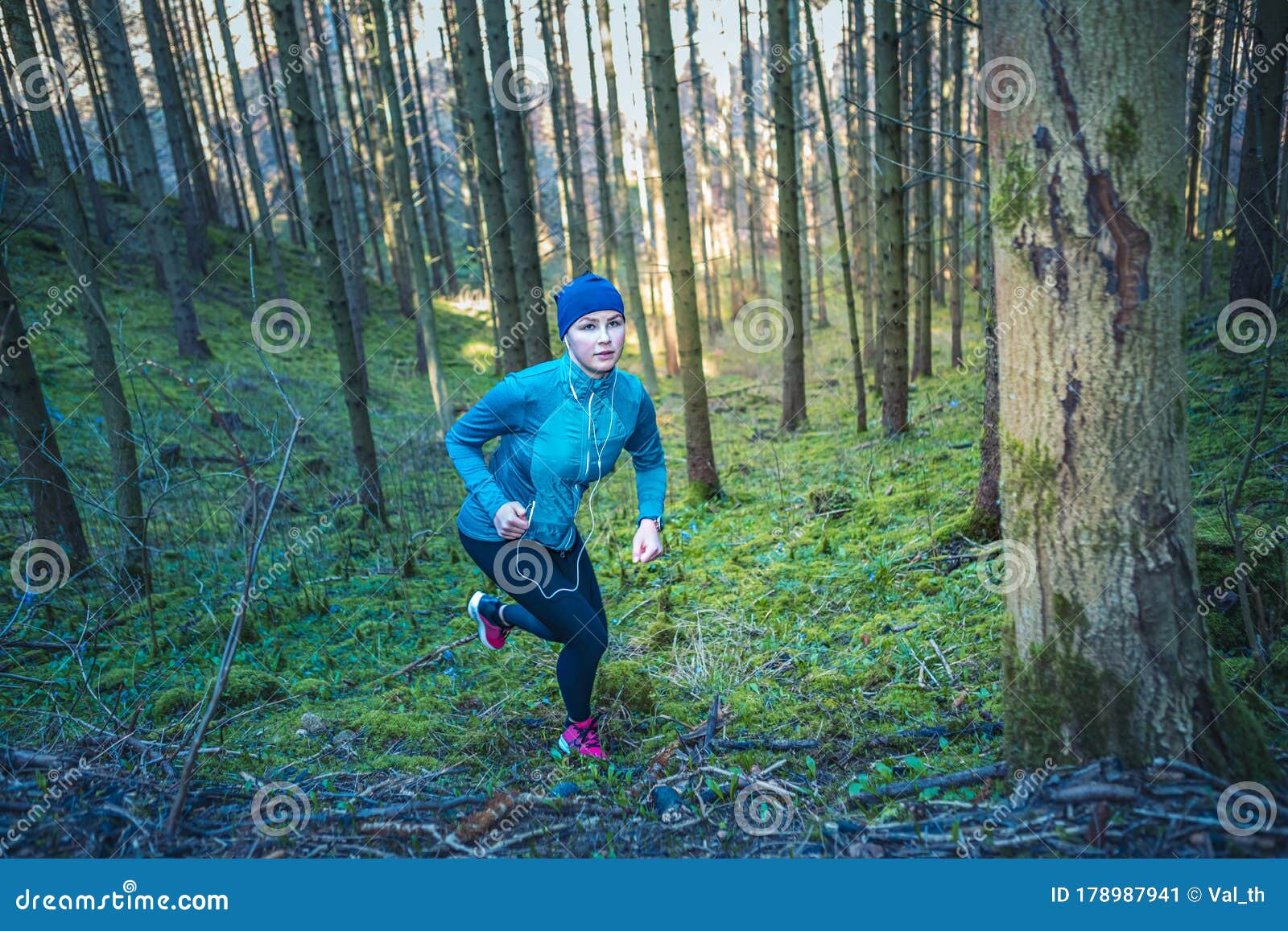 Jogging in the forest stock image. Image of training - 178987941