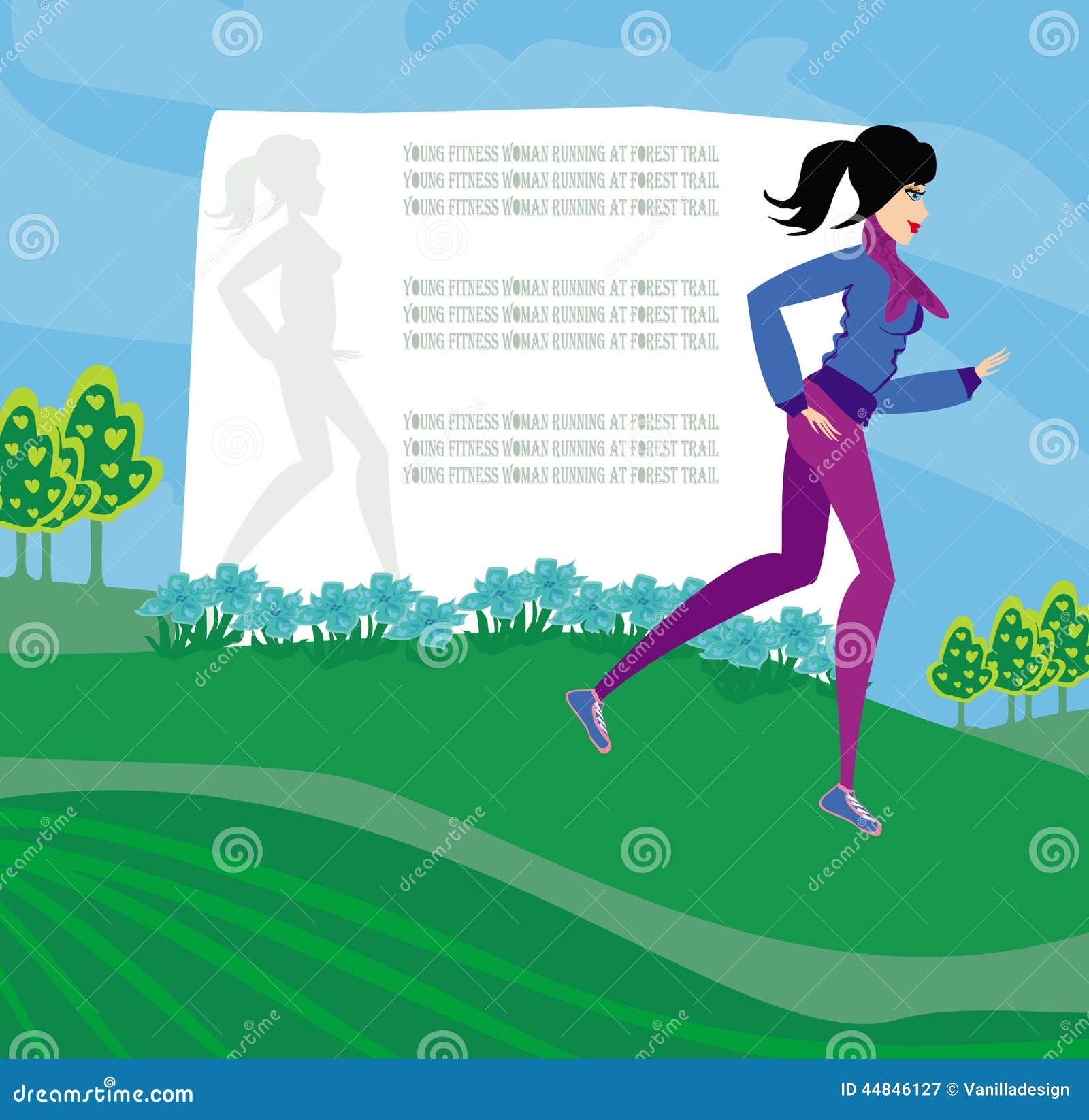 Jogging girl stock vector. Illustration of female, healthy - 44846127