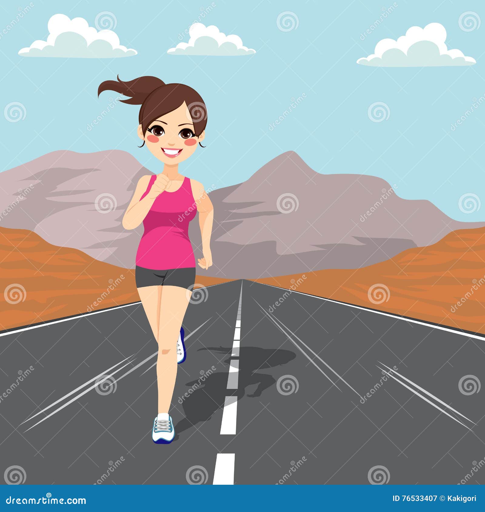 Jogging Girl Road stock vector. Illustration of lifestyle - 76533407