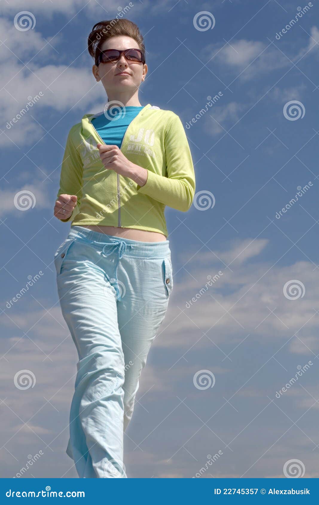 Jogging. Girl Running Outdoor Stock Image - Image of healthy, happy ...