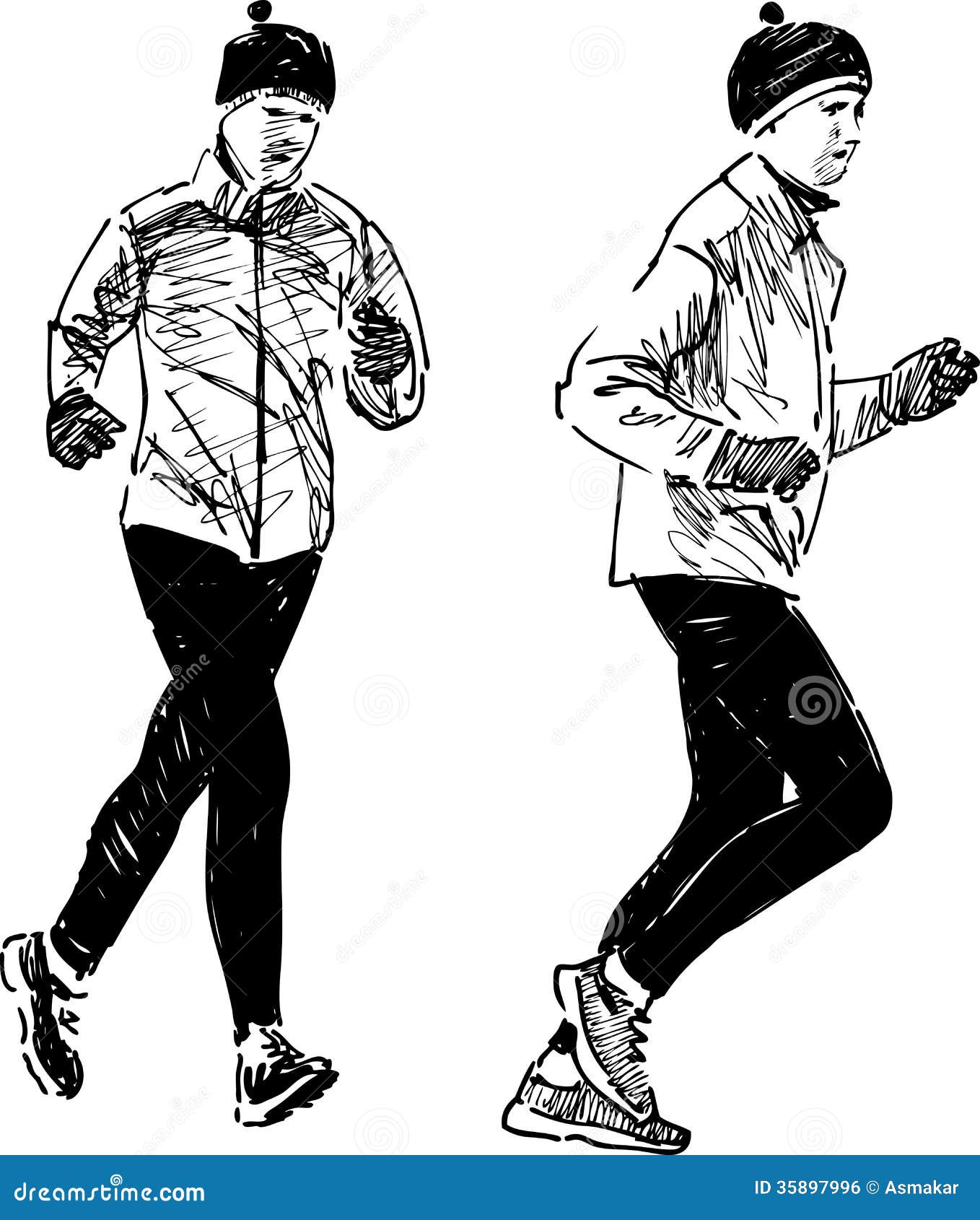 Jogging girl stock vector. Illustration of doodle, girl - 35897996