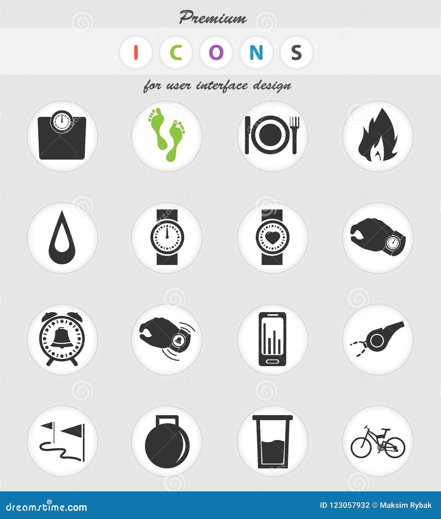 Jogging icon set stock vector. Illustration of fork - 123057932