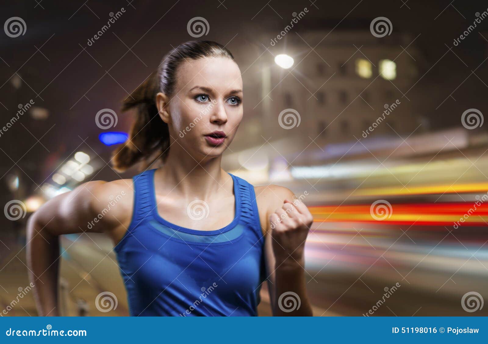 Jogging at night stock photo. Image of hair, muscle, beautiful - 51198016