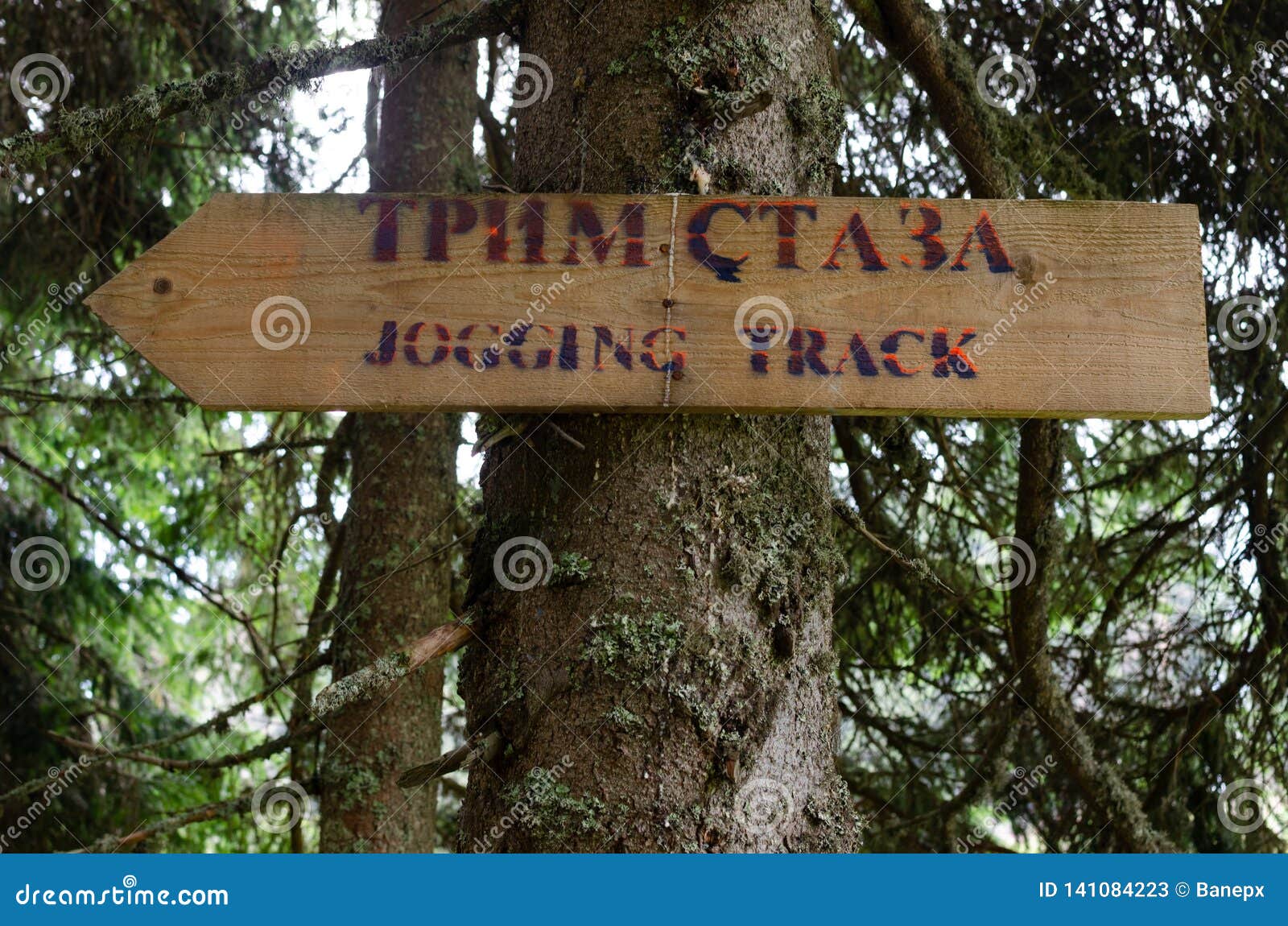 Jogging track sign editorial stock photo. Image of directional - 141084223