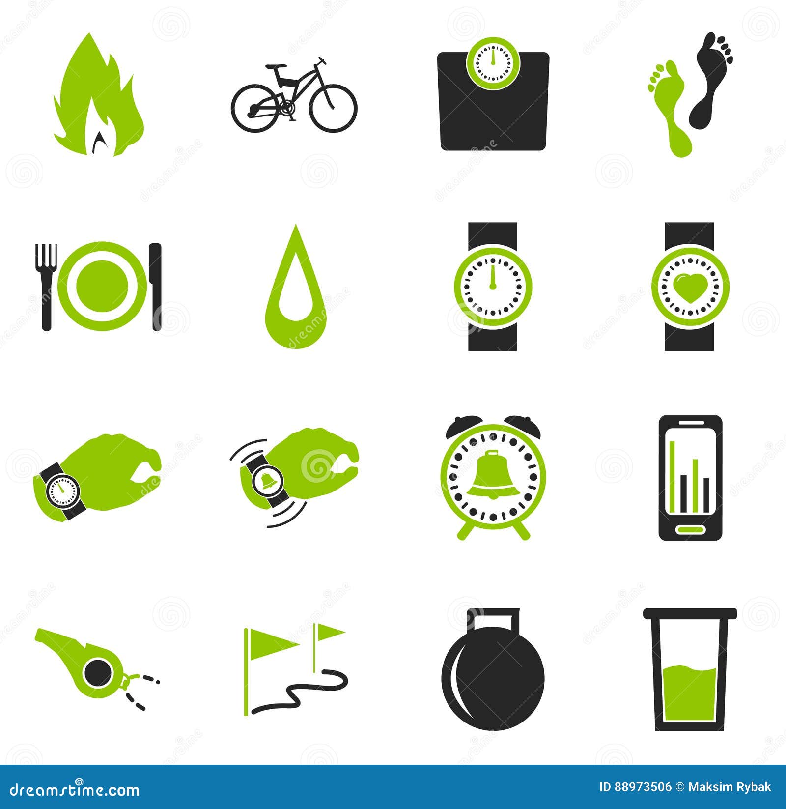 Jogging and Workout Icons Set Stock Illustration - Illustration of rate ...