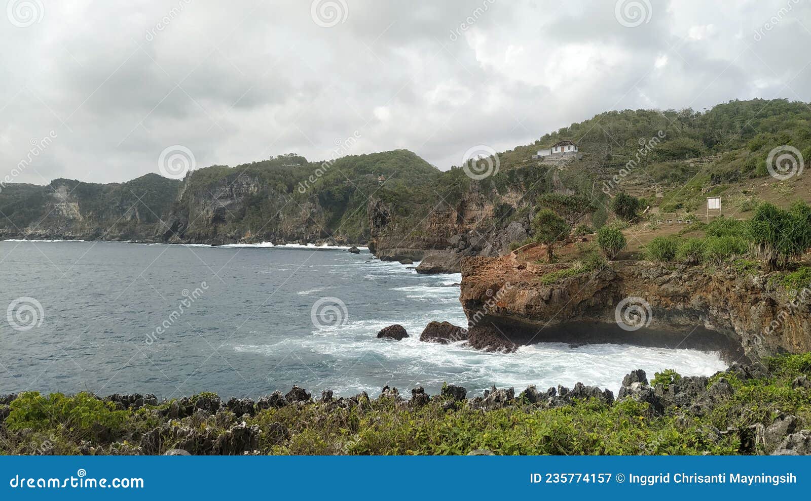 Jogja Beach View stock image. Image of shore, wave, cliff - 235774157
