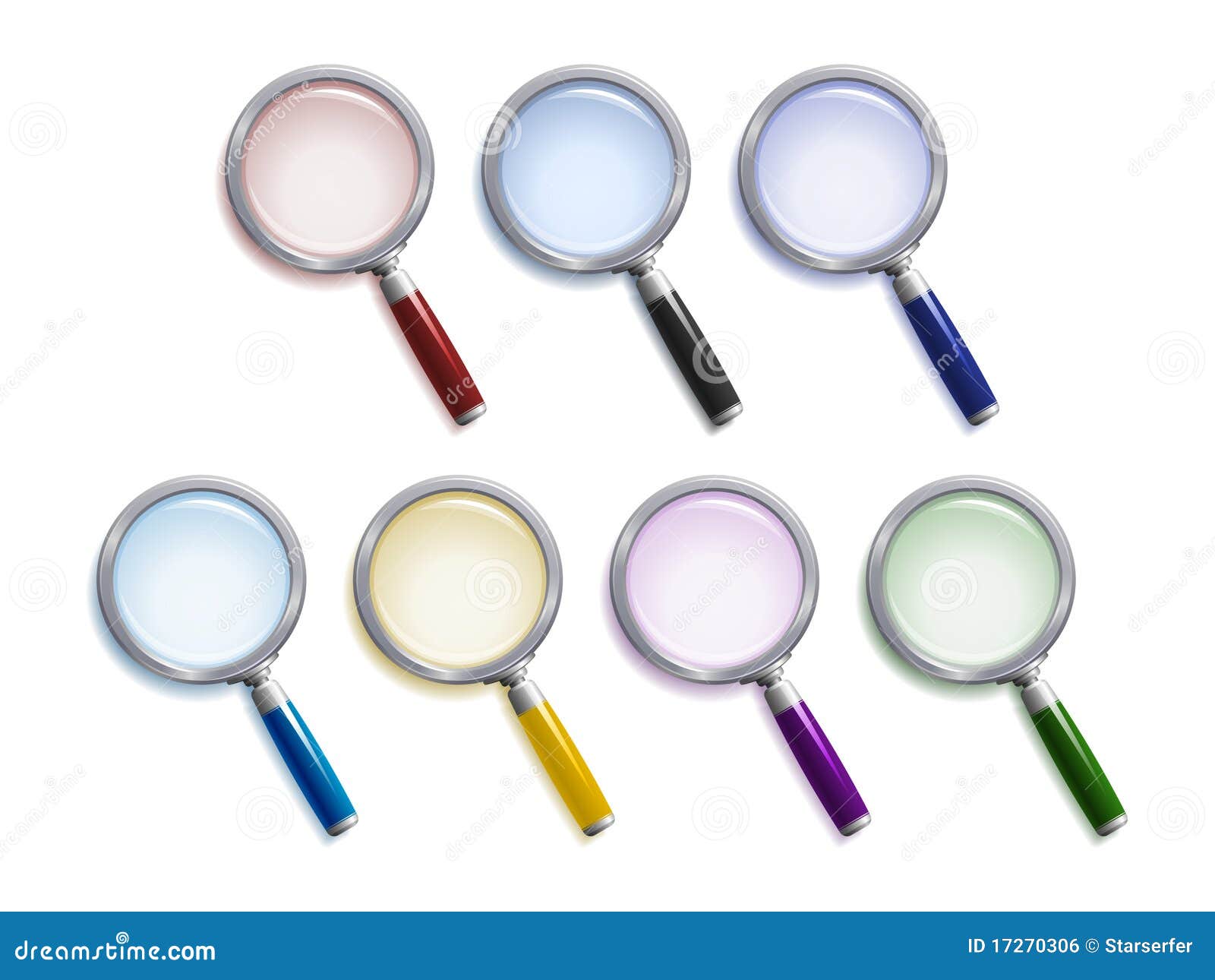 Jogo de lupa coloridas ilustração do vetor. Ilustração de verde - 17270306