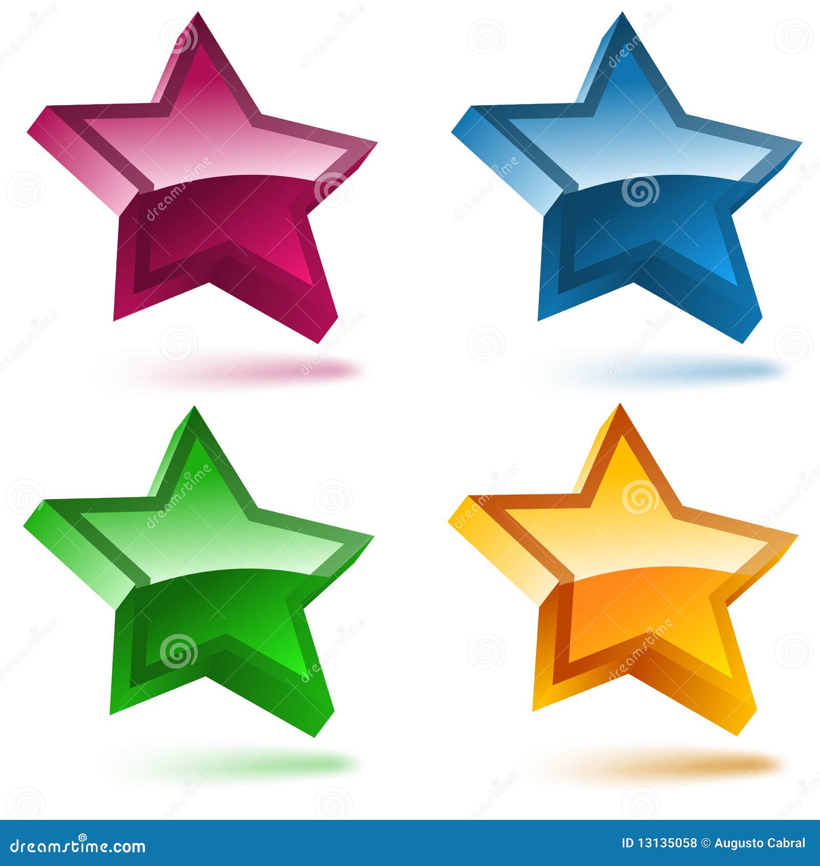 Jogo De Quatro Estrelas 3D Brilhantes. Ilustração do Vetor - Ilustração ...