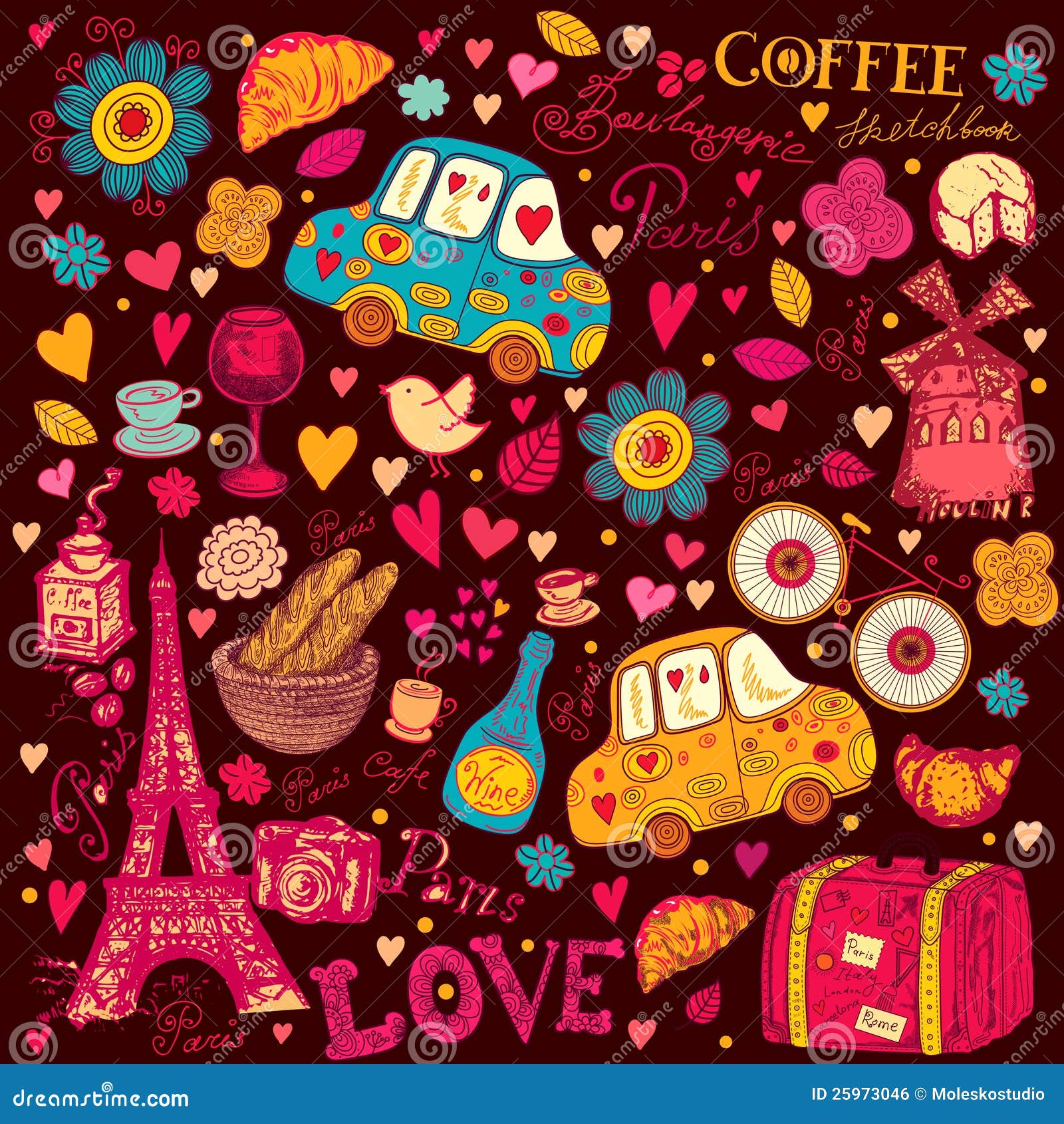 Jogo de símbolos de Paris ilustração do vetor. Ilustração de flor ...