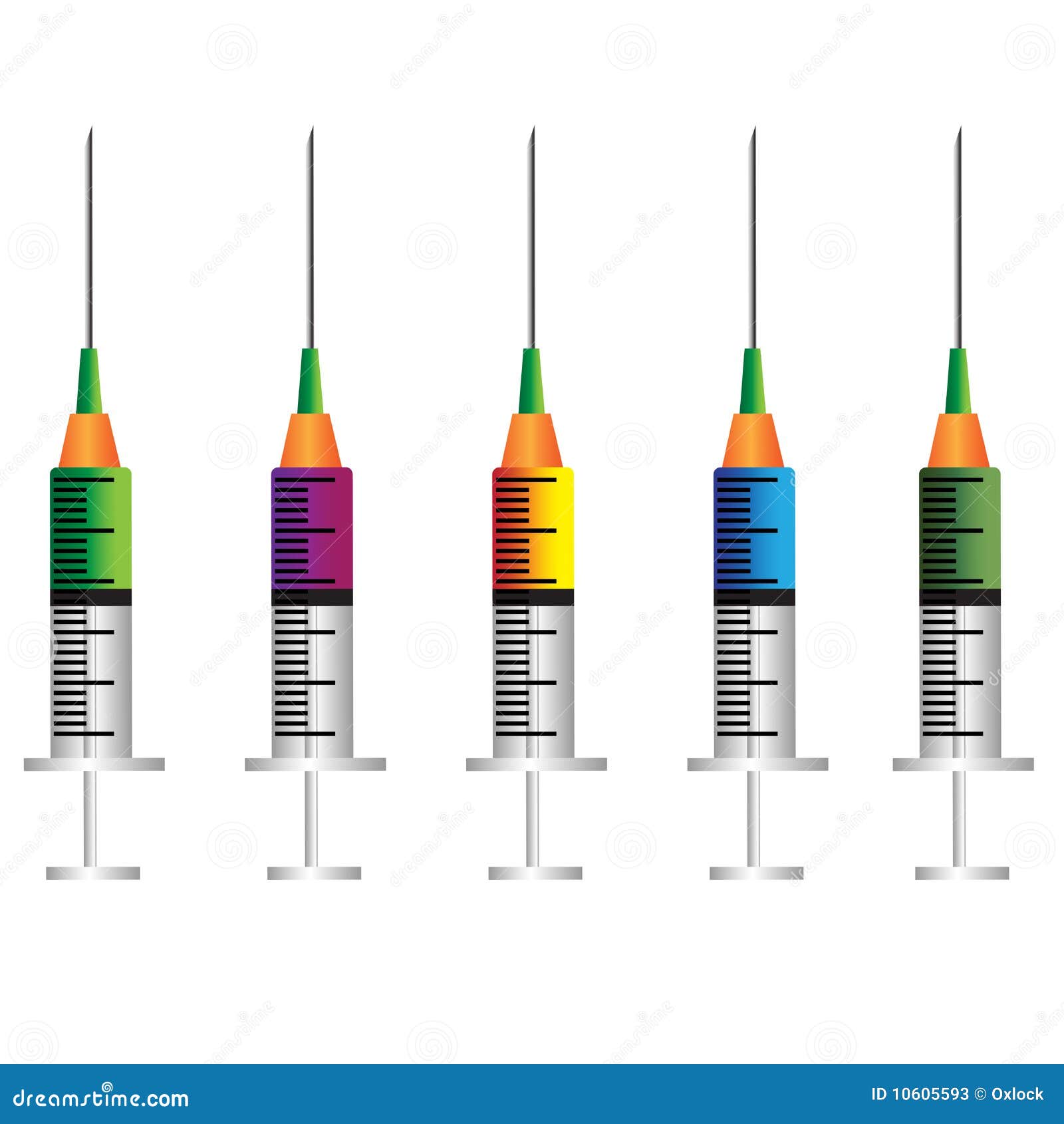 Jogo de seringas coloridas ilustração do vetor. Ilustração de testes ...