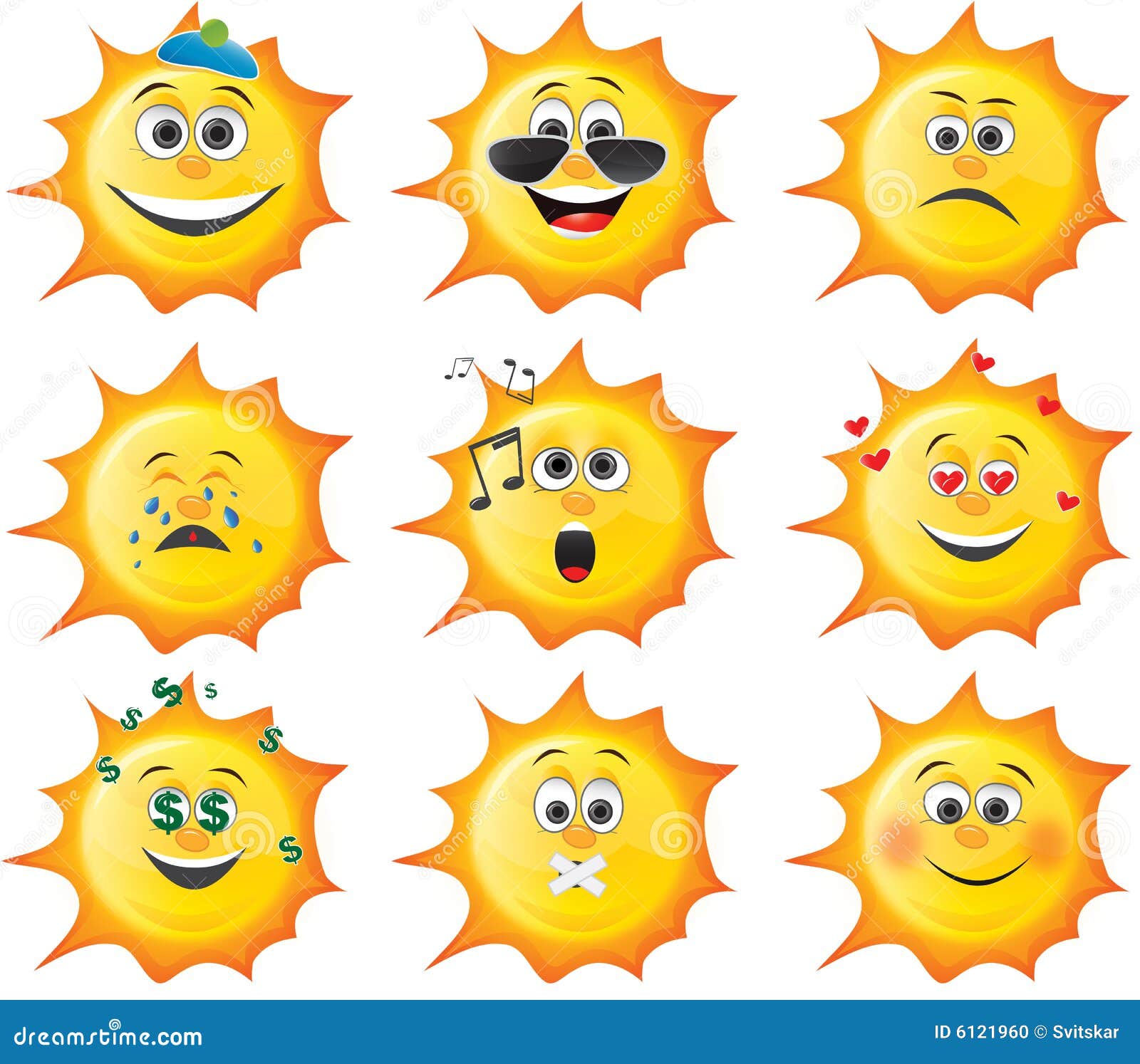 Jogo Do Smiley Do Sol Dos Desenhos Animados Ilustração do Vetor ...