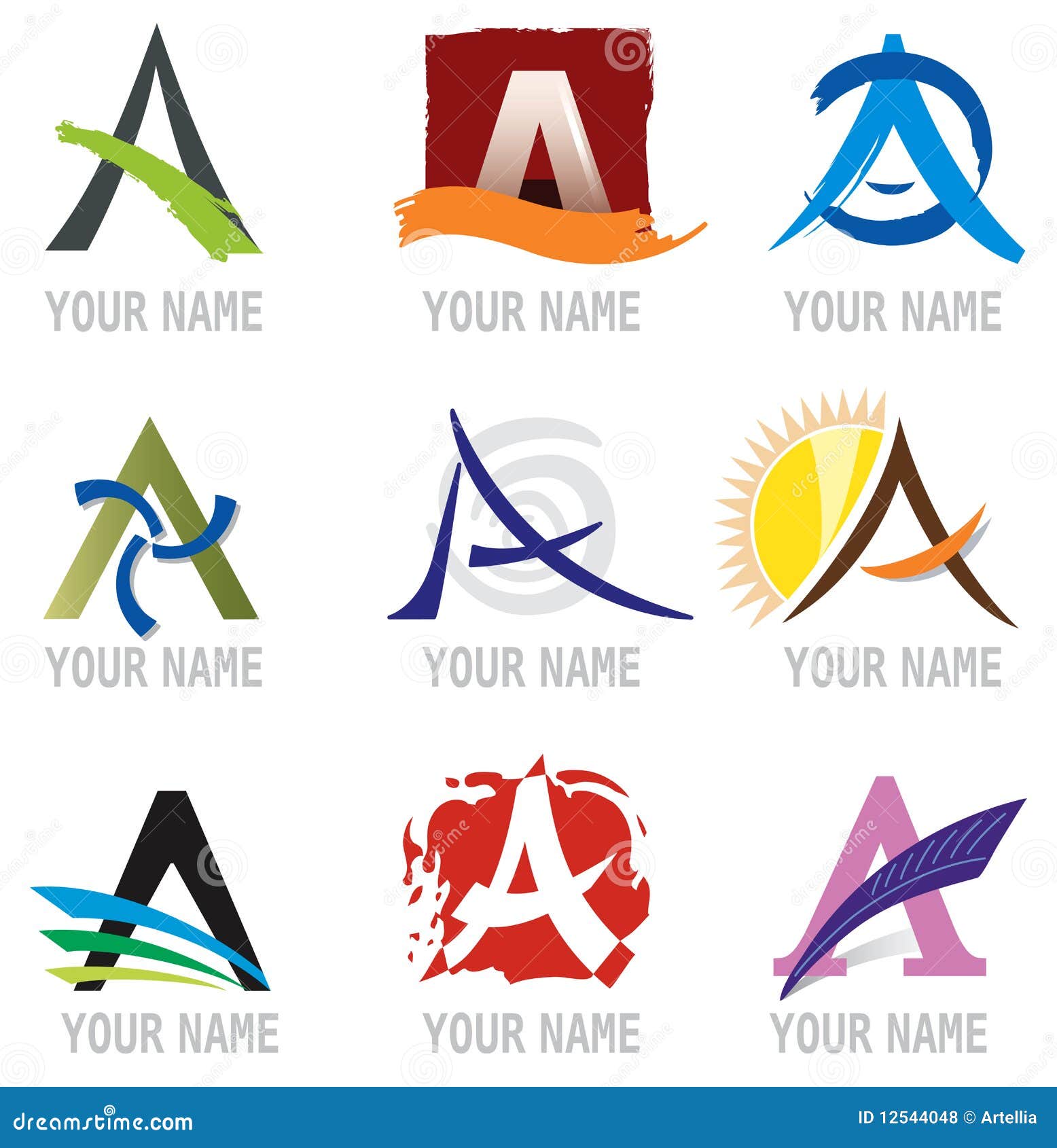 Jogo Dos ícones E Da Letra a. Dos Elementos Do Logotipo. Ilustração do ...