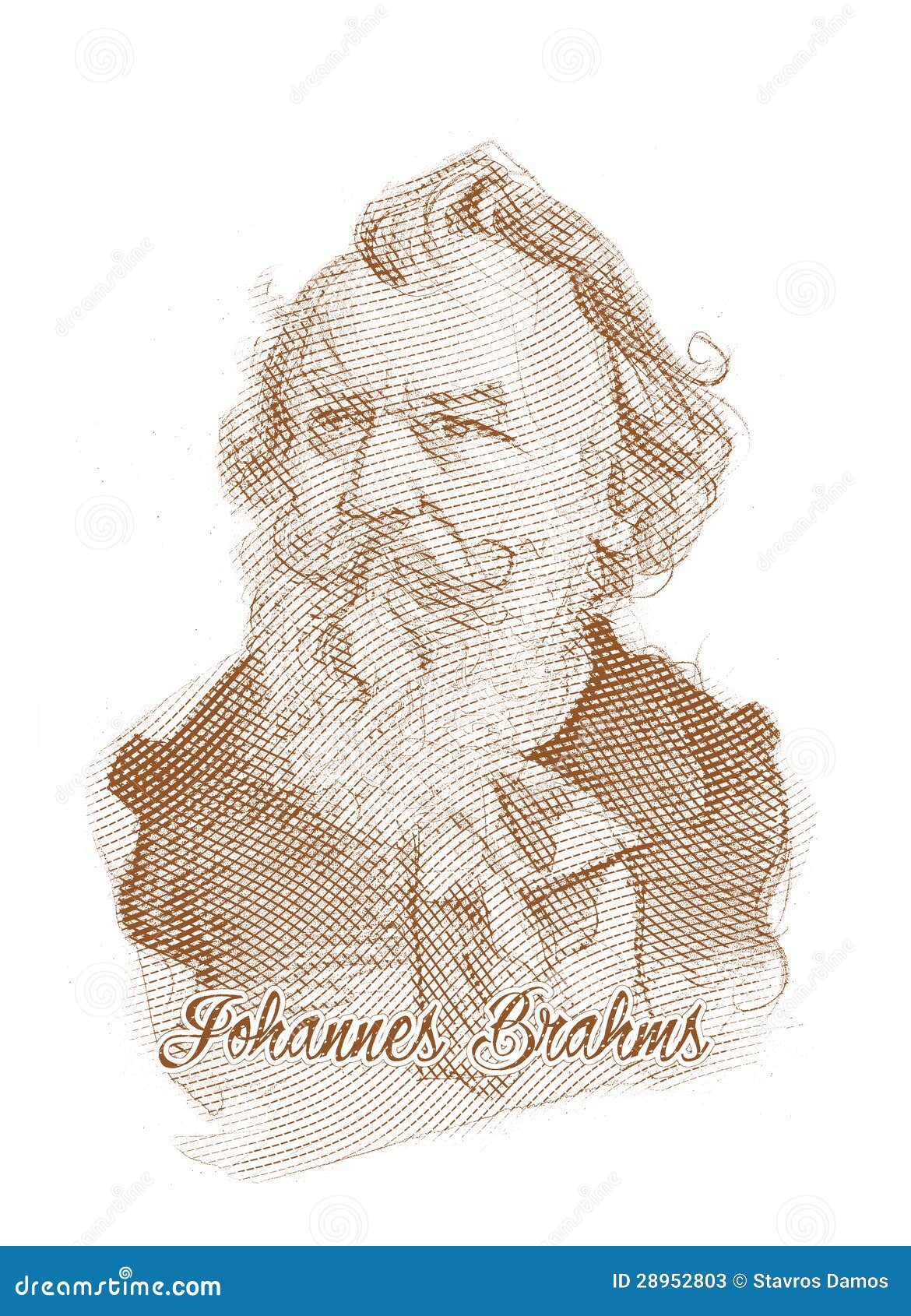 Johannes Brahms Engraving Style Sketch Portrait Editorial Stock Photo ...