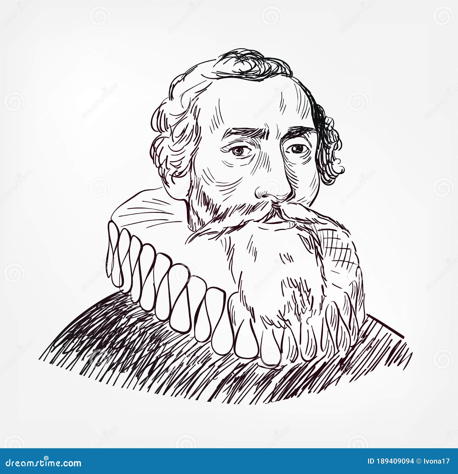 Johannes Kepler Vector Portrait Isolated Sketch Editorial Stock Image ...