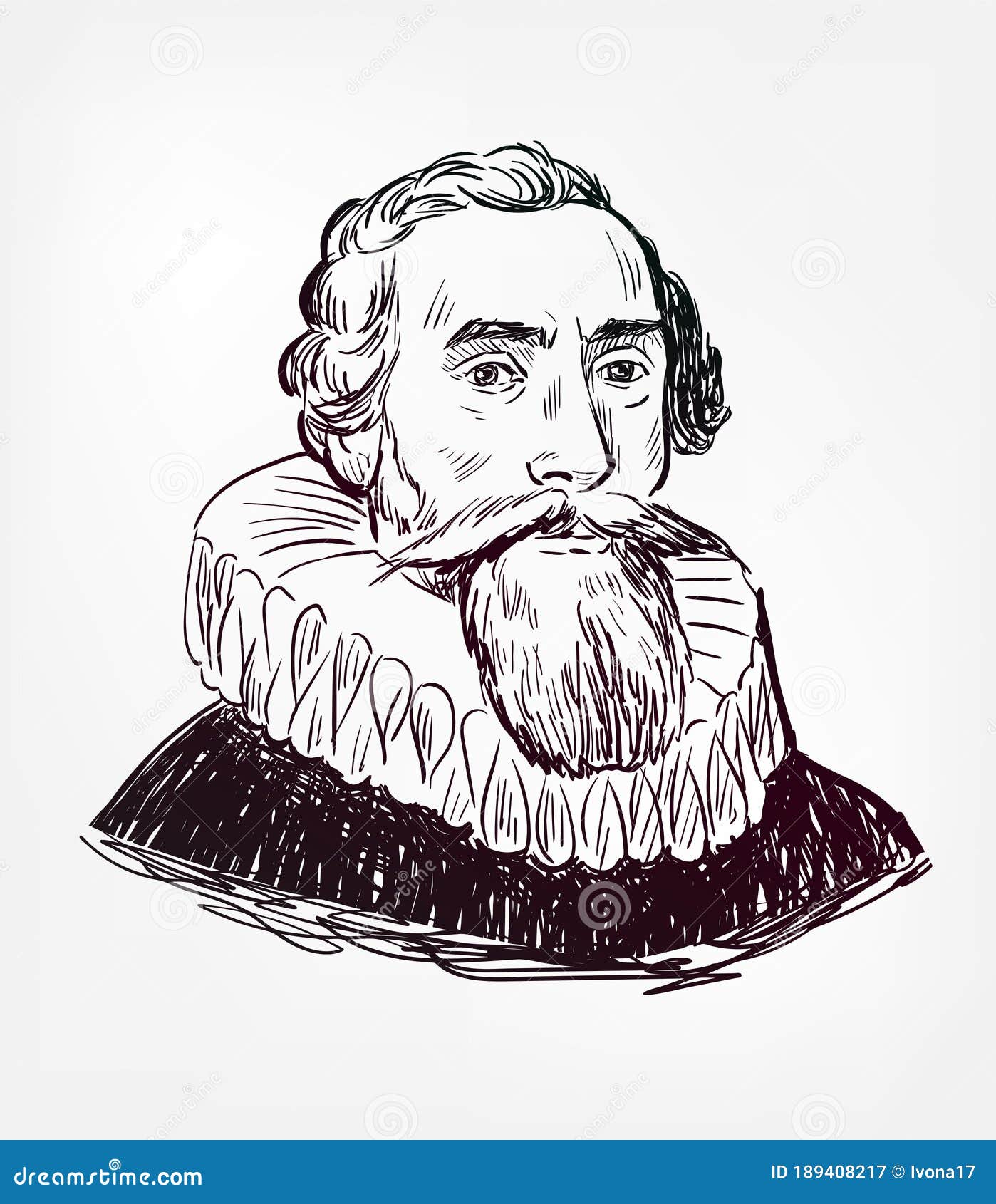 Johannes Kepler Vector Sketch Portrait Isolated Editorial Photography ...