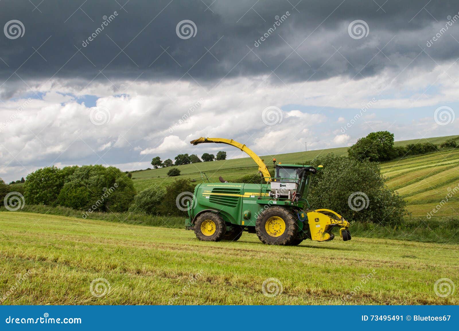 John Deere Forage Harvester with Rows of Grass Editorial Photo - Image ...