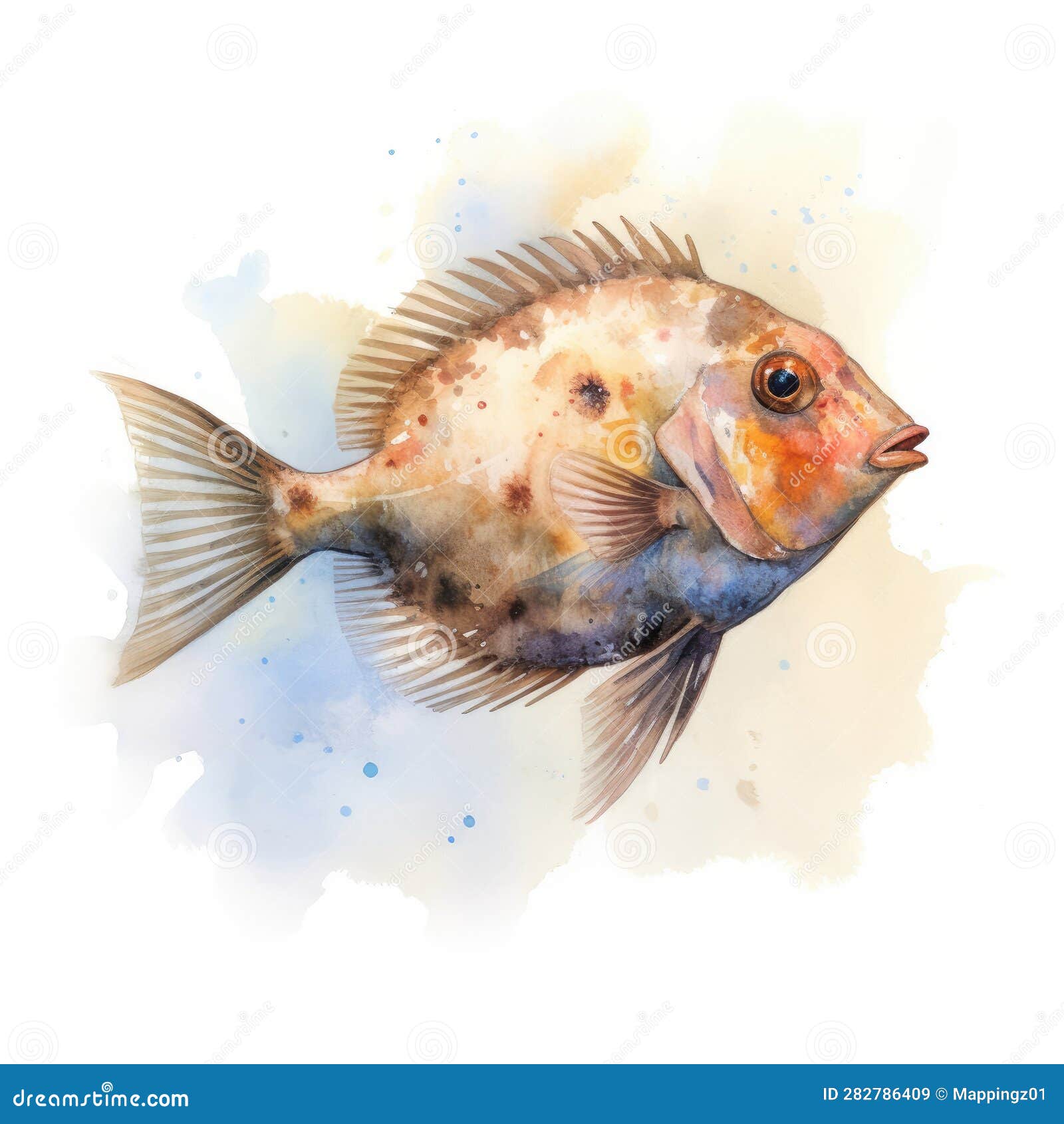 John Dory Fish Hand Drawn Realistic Illustration Cartoon Vector ...