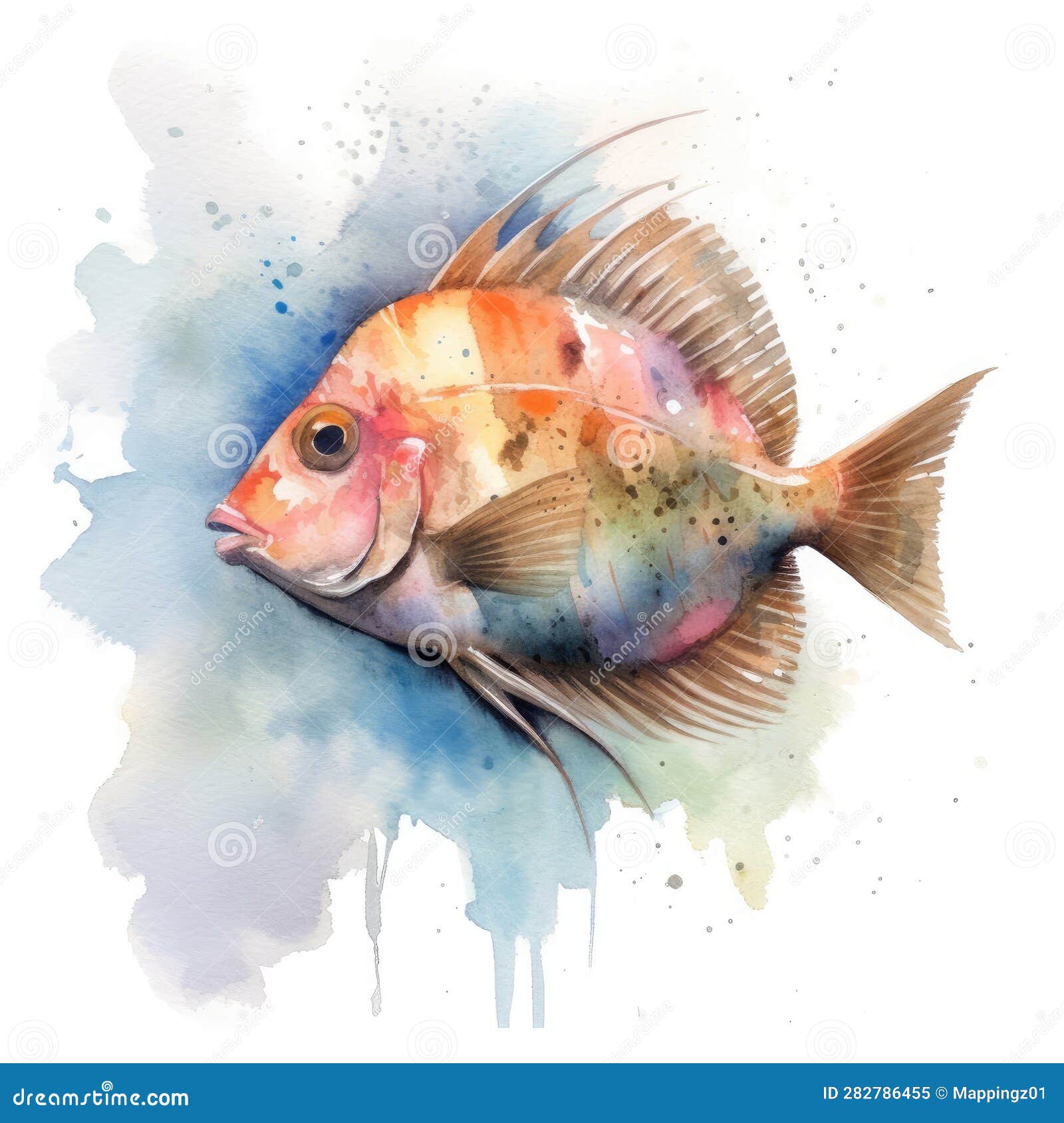 John Dory Fish Hand Drawn Realistic Illustration Cartoon Vector ...