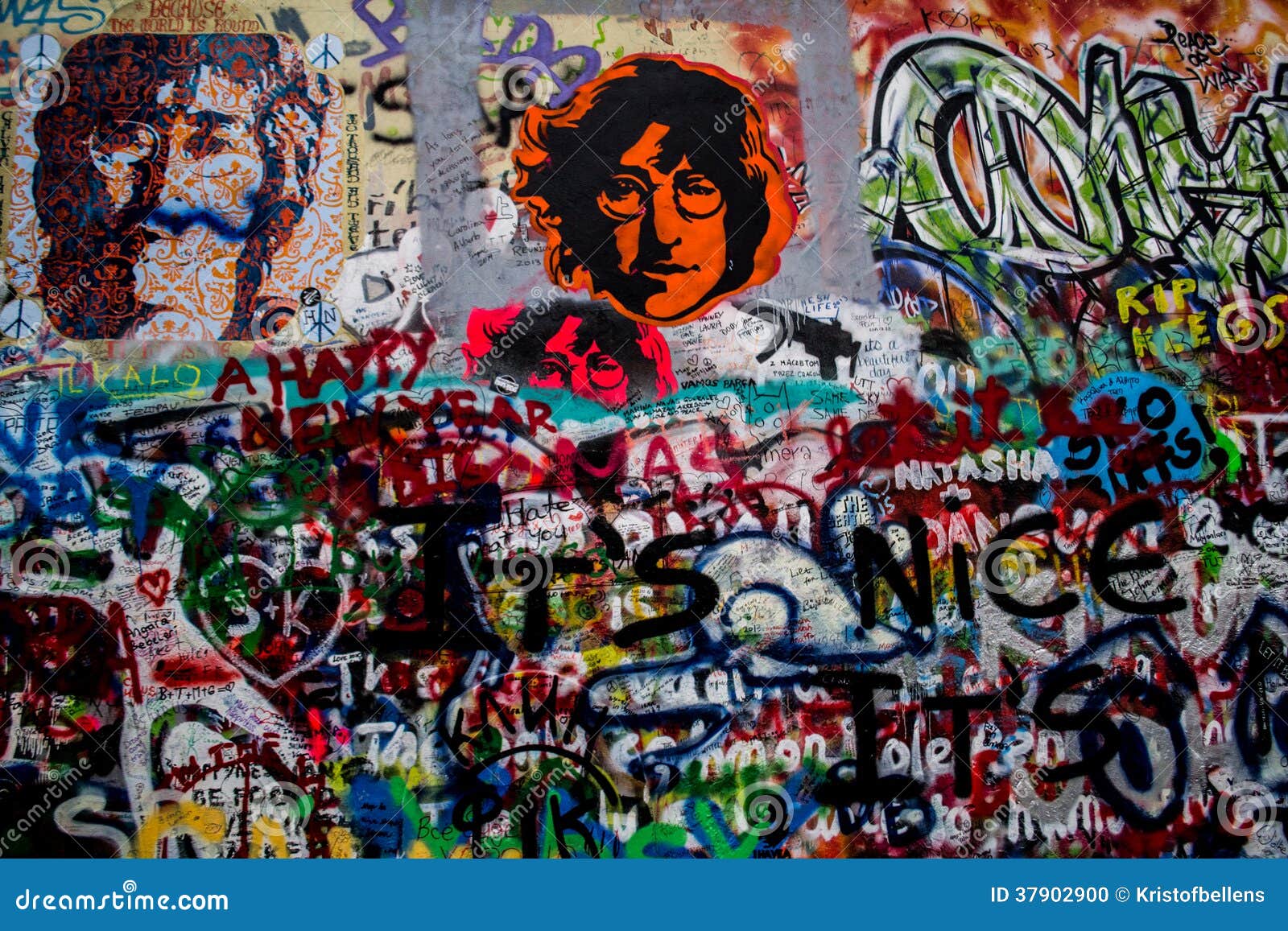 John Lennon Graffiti Wall Prague Editorial Image - Image of graffiti ...