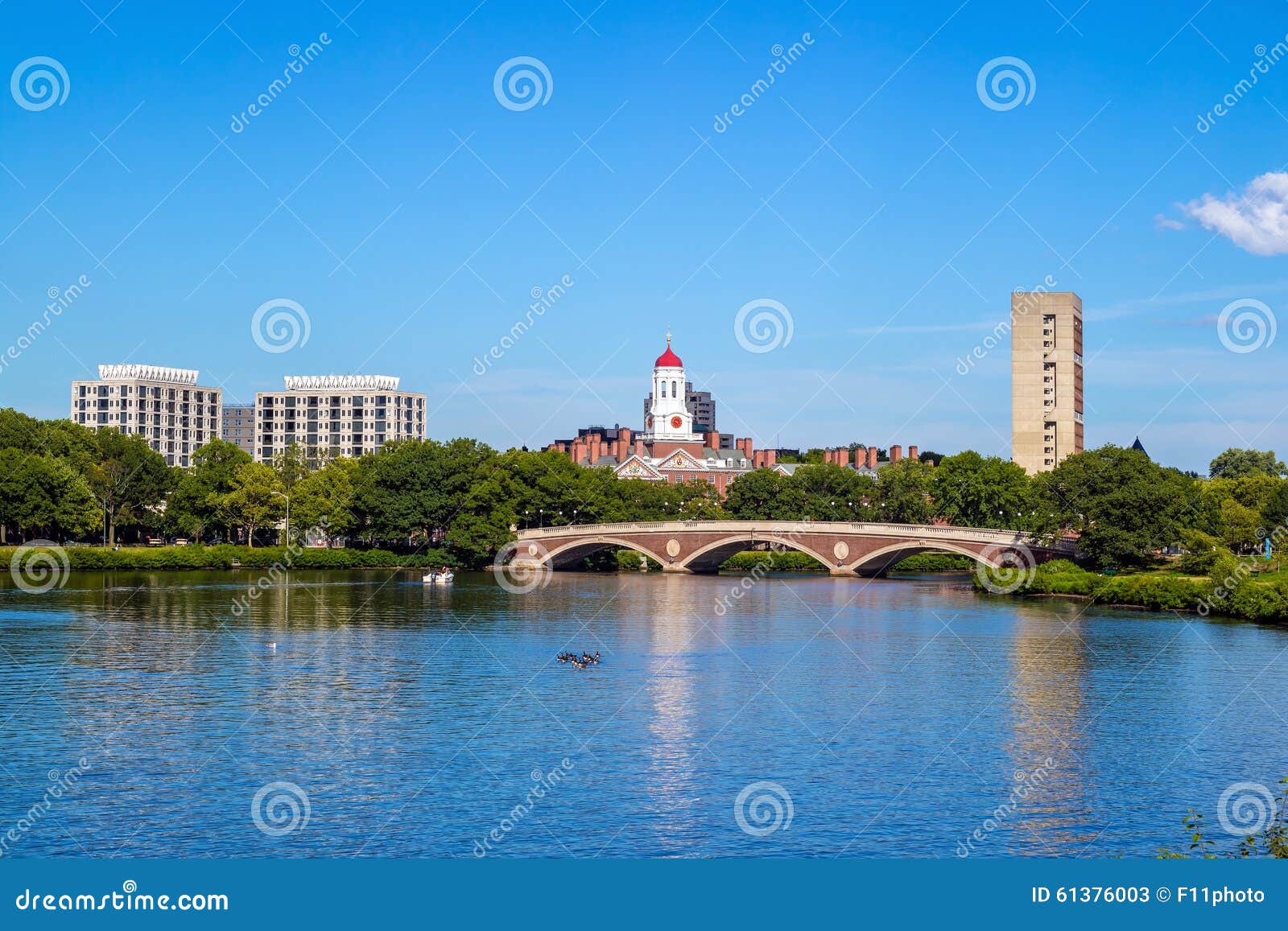 John W. Weeks Bridge with Clock Tower Over Charles River Stock Image ...