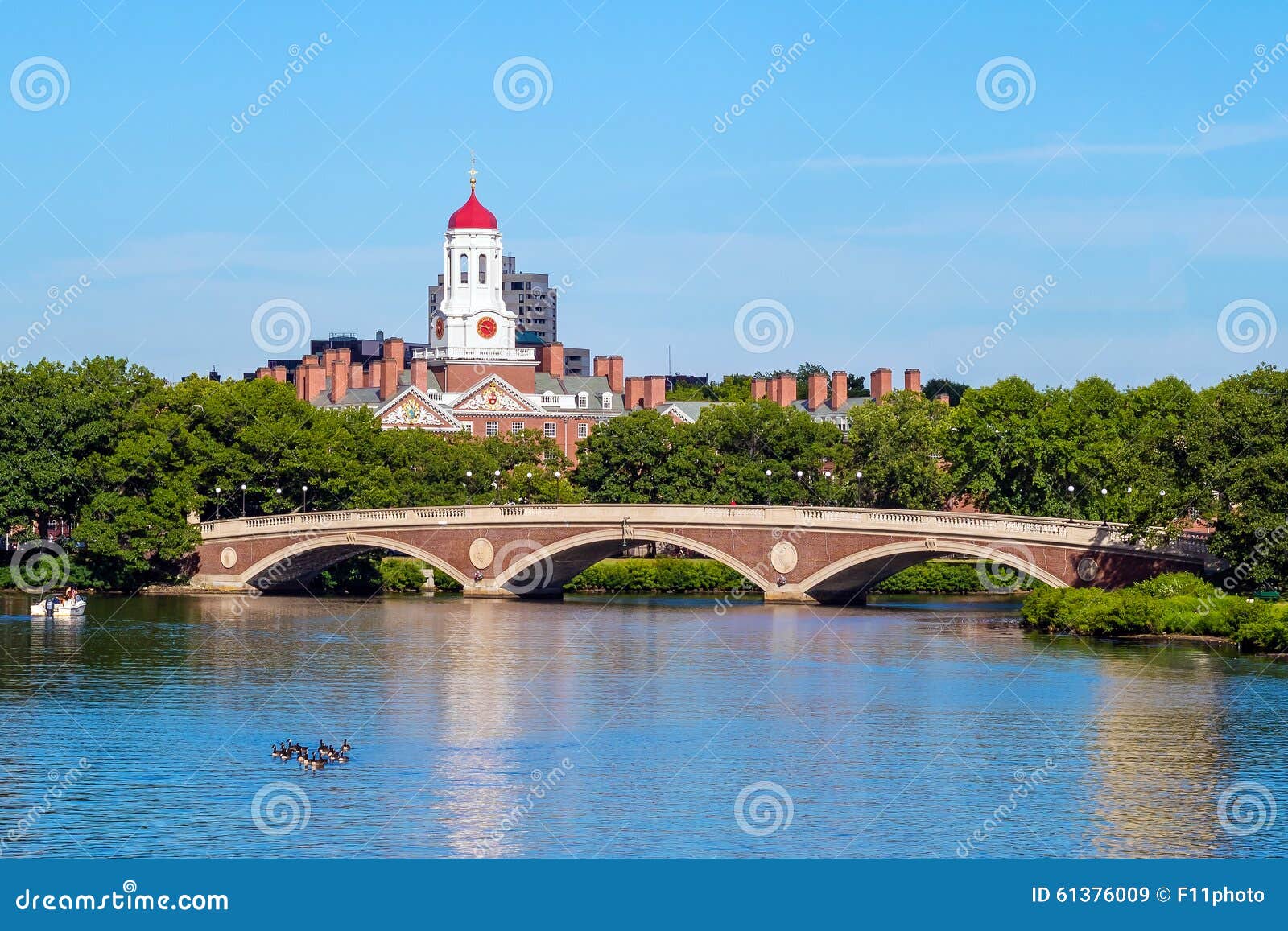 John W. Weeks Bridge with Clock Tower Over Charles River Stock Image ...