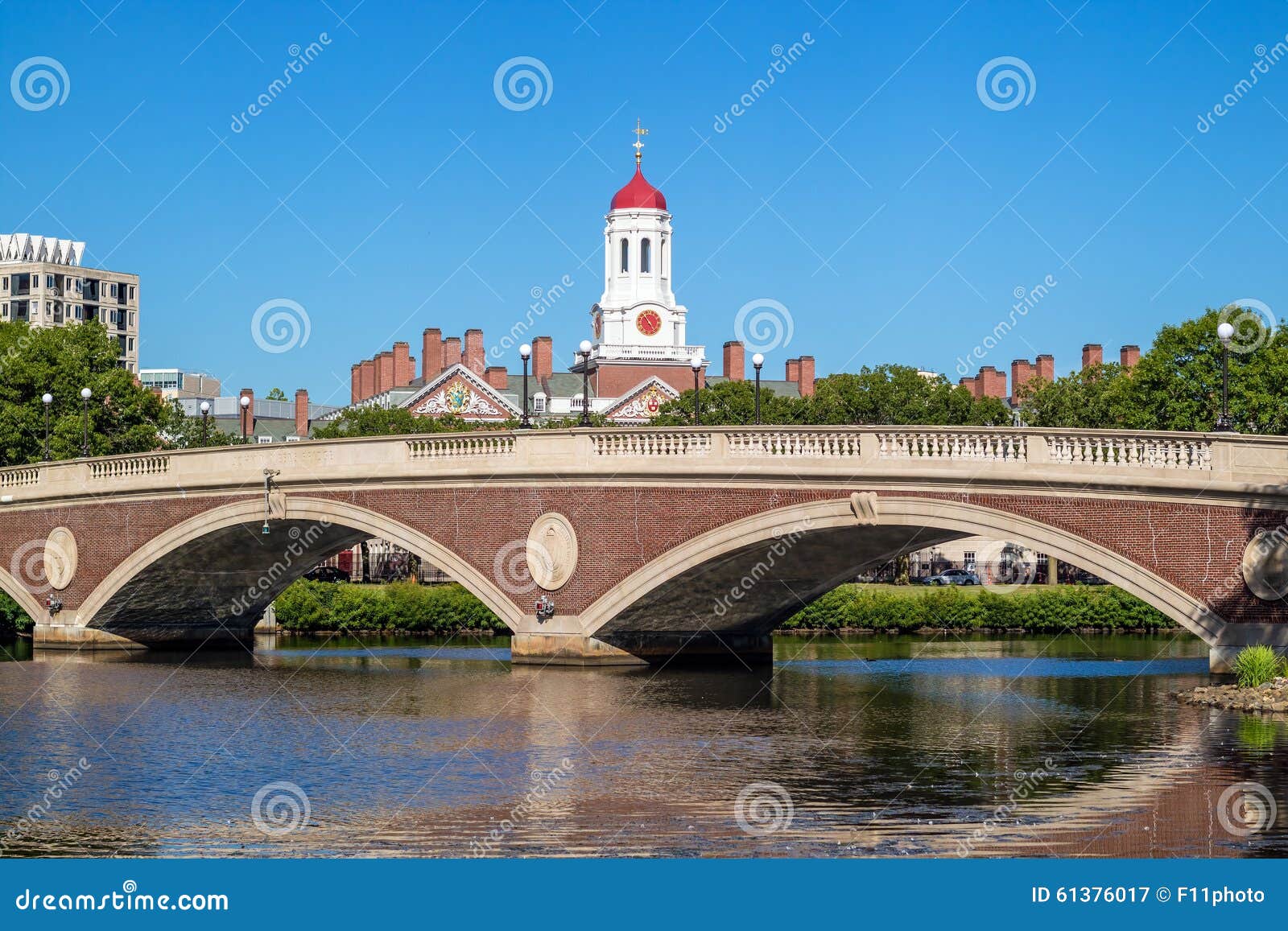 John W. Weeks Bridge with Clock Tower Over Charles River Stock Image ...