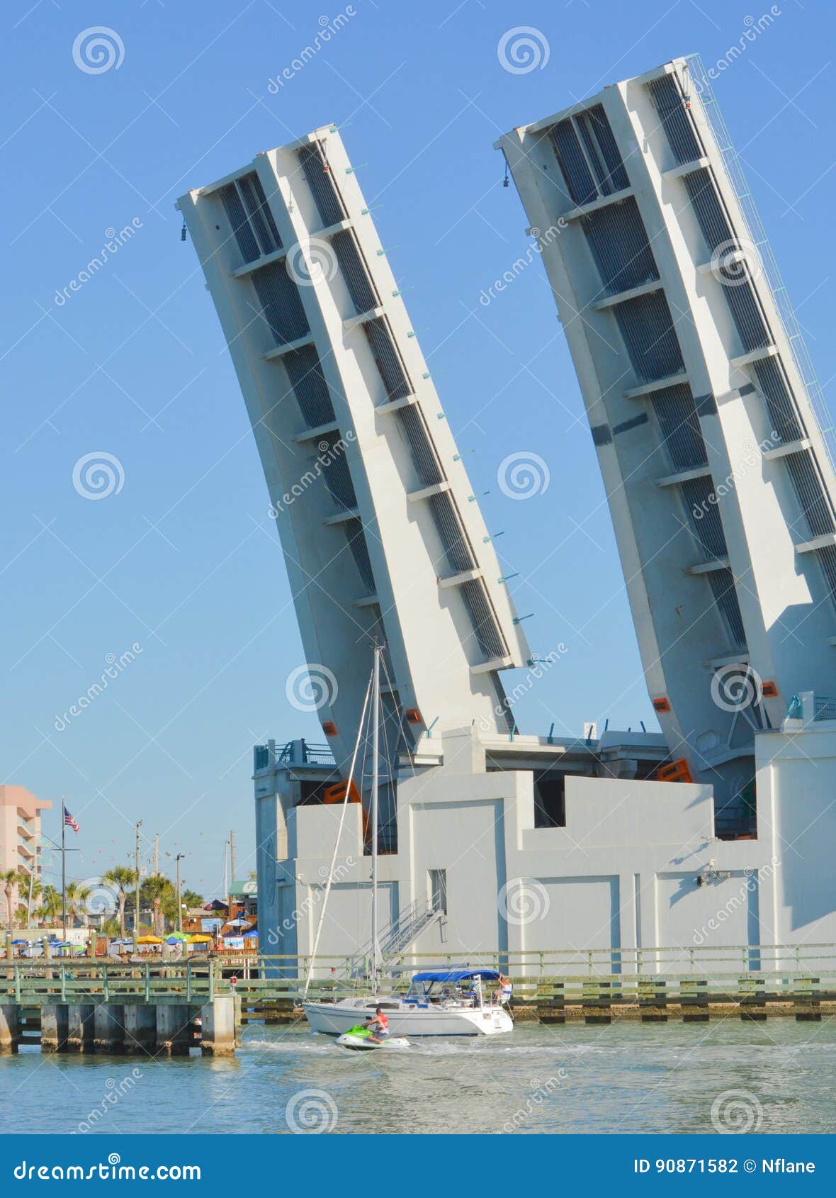 Johns Pass Draw Bridge Open for a Sail Boat To Return from the Gulf of ...