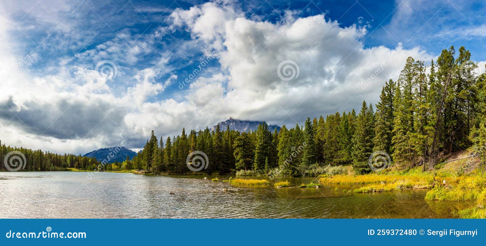 Johnson lake in Banff stock photo. Image of mountain - 259372480