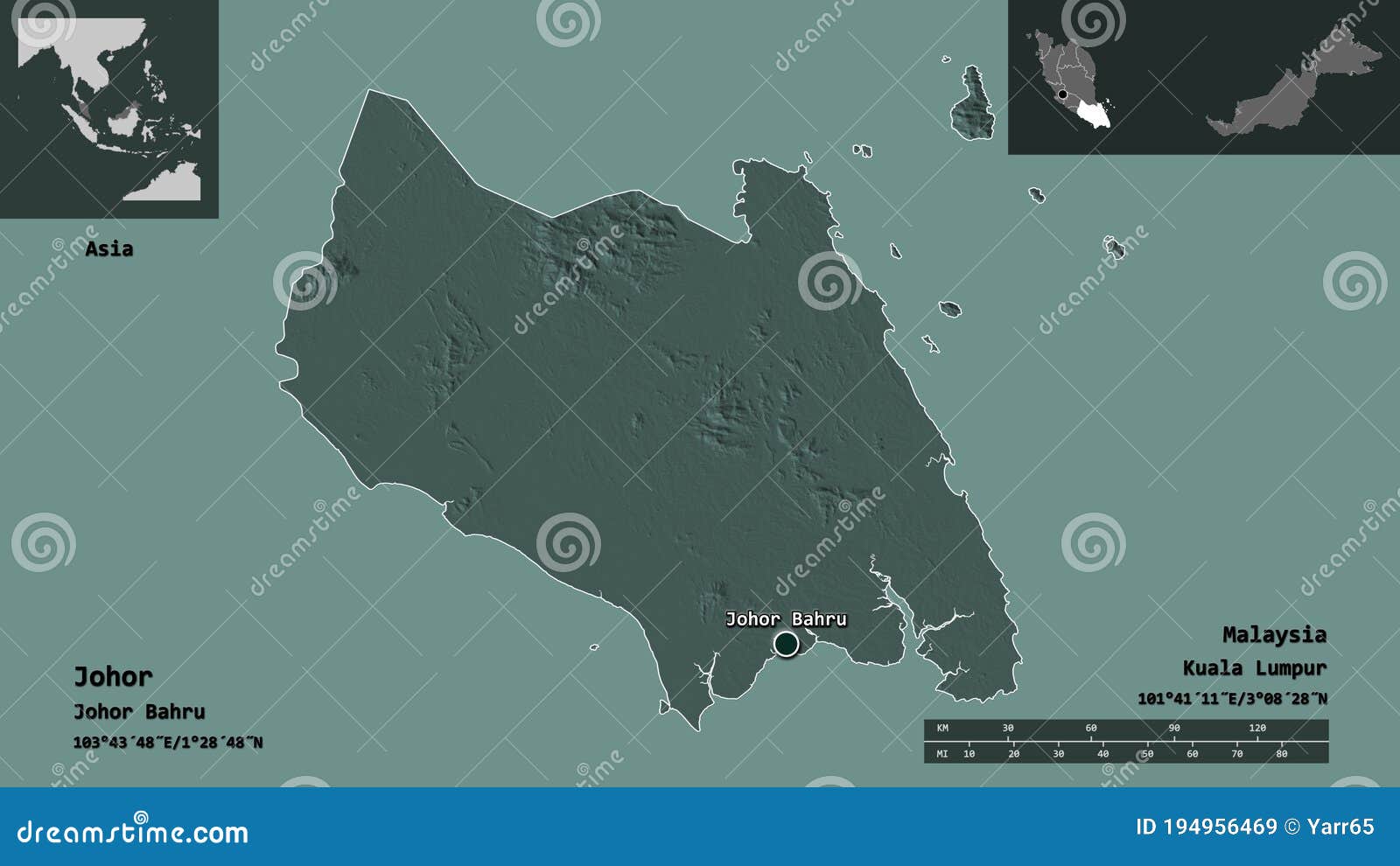 Johor, State of Malaysia,. Previews. Administrative Stock Illustration ...