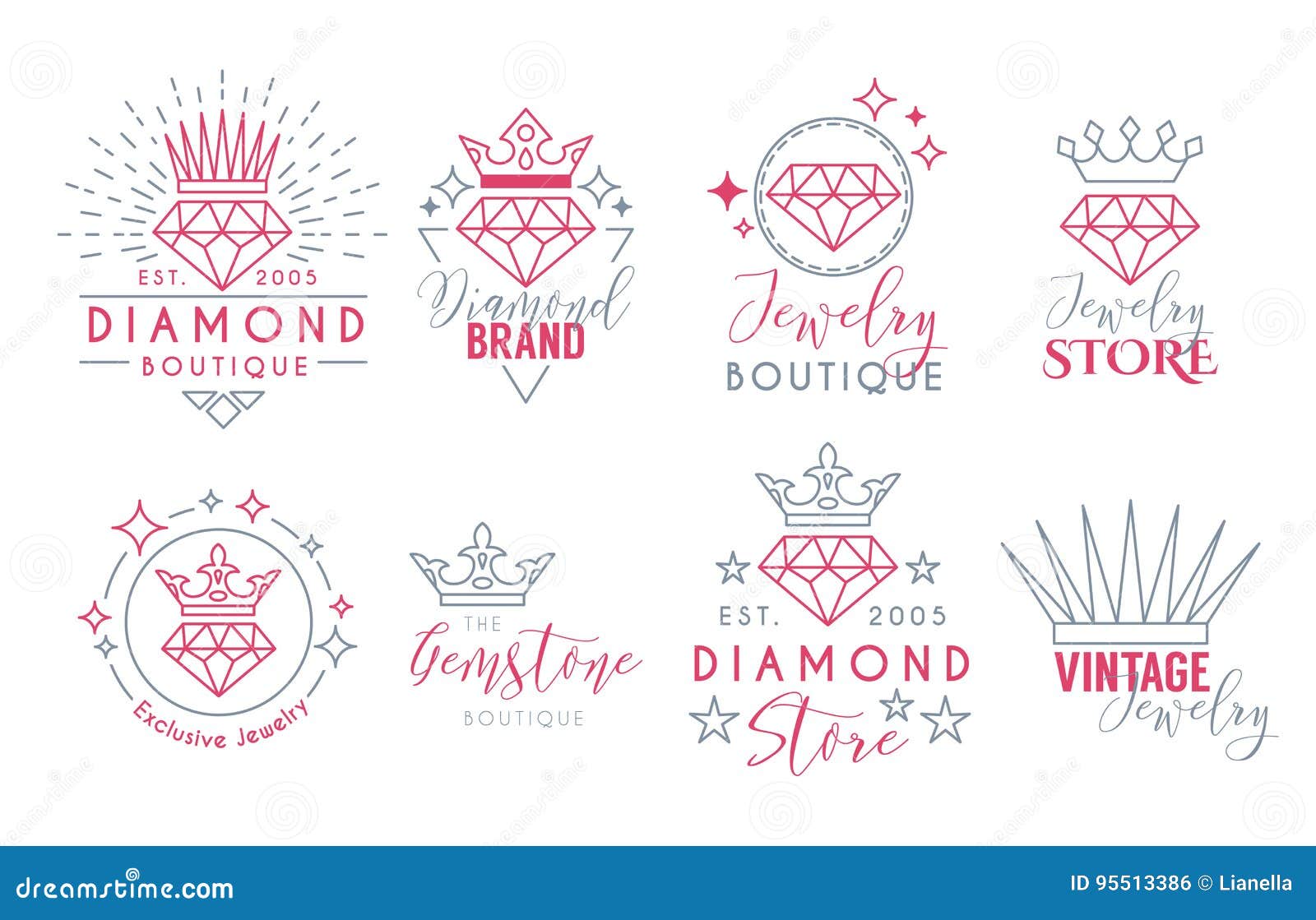 Joia Logo Set Para O Stor Da Joia Ilustração do Vetor - Ilustração de ...