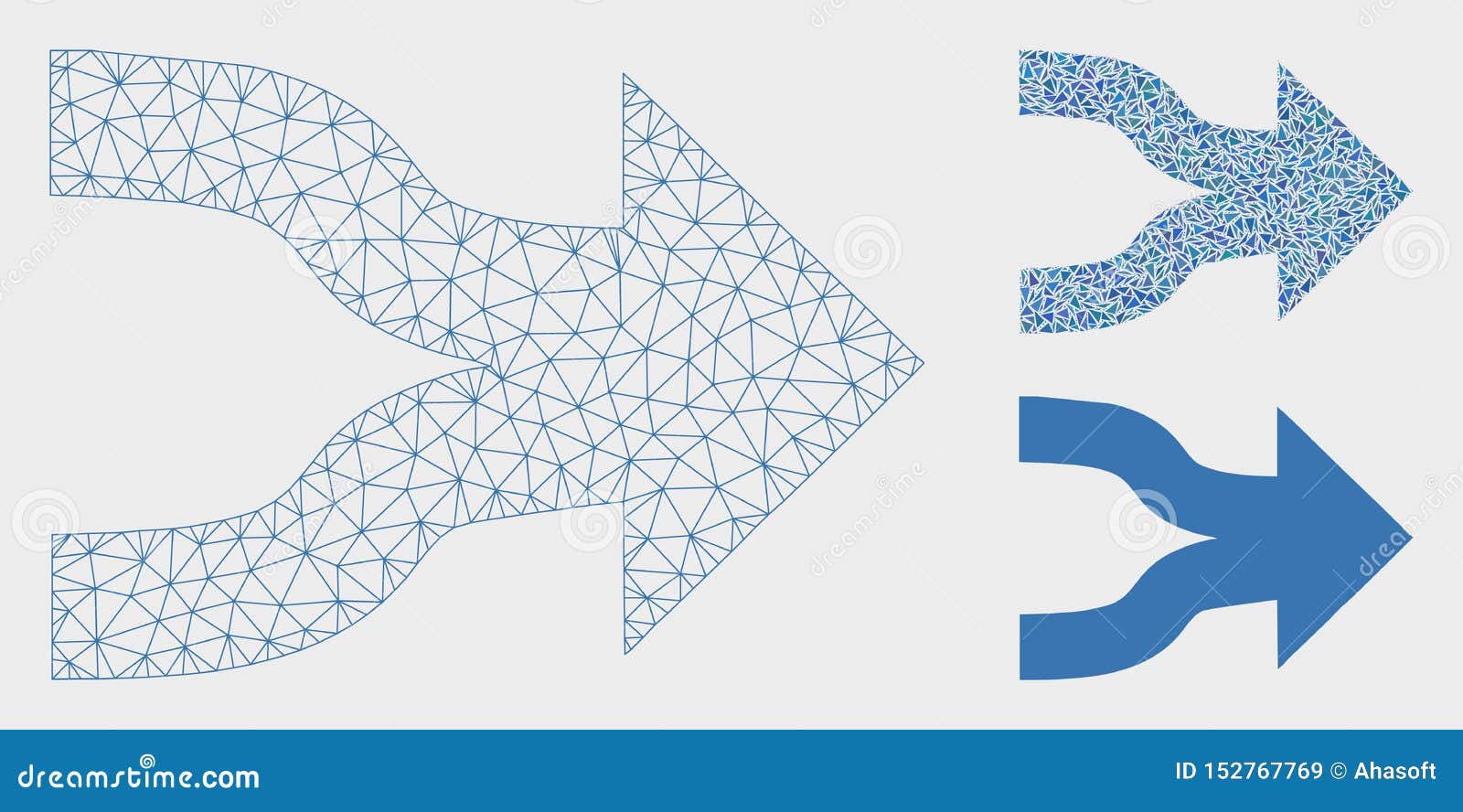 Join Arrows Vector Mesh 2D Model and Triangle Mosaic Icon Stock Vector ...