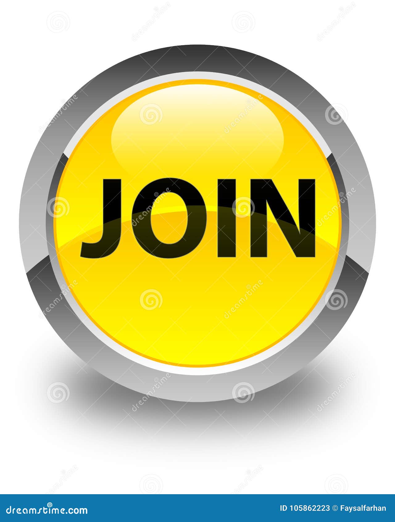 Join Glossy Yellow Round Button Stock Illustration - Illustration of ...