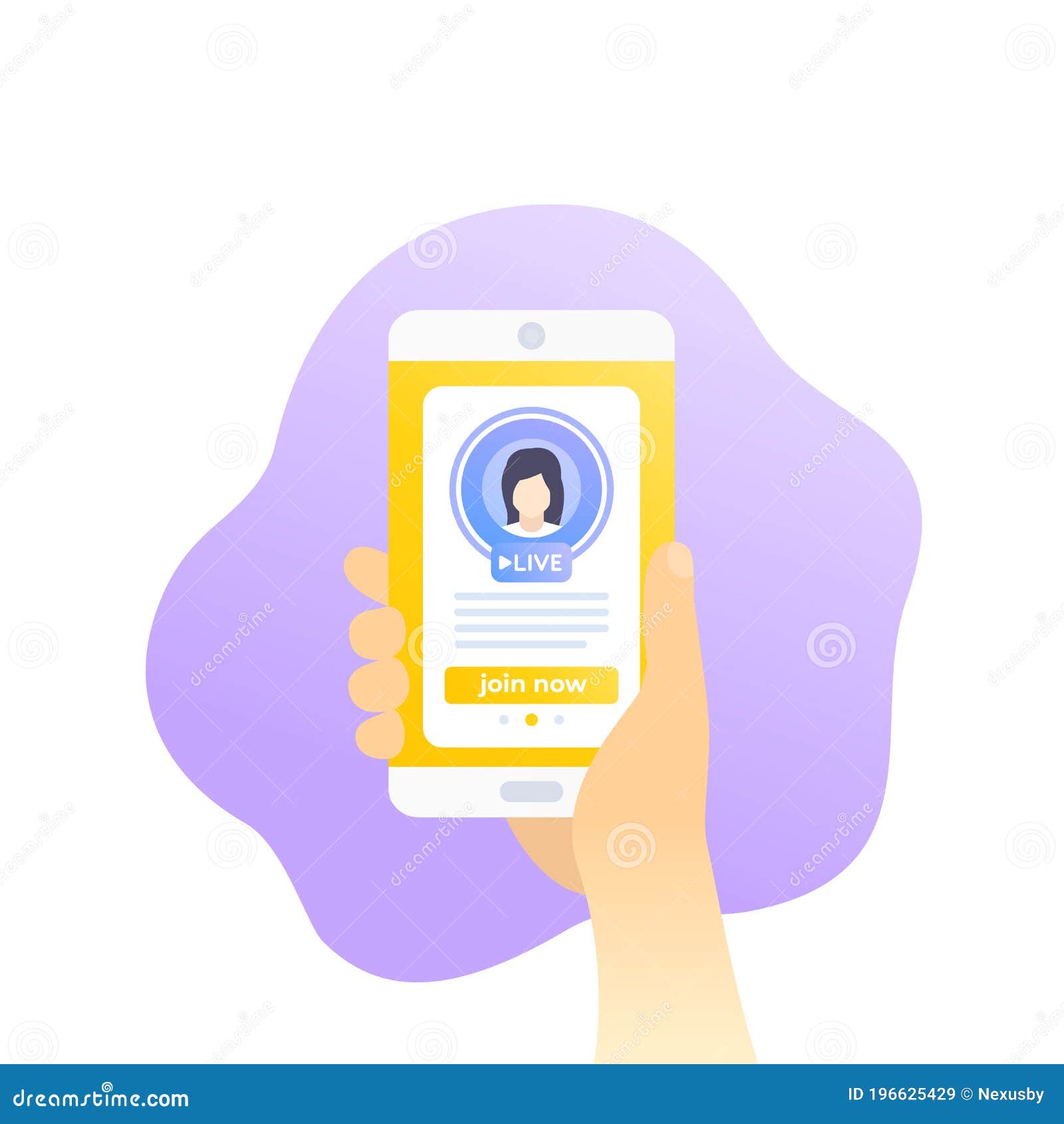Join Live Stream, Mobile App Design Stock Illustration - Illustration ...