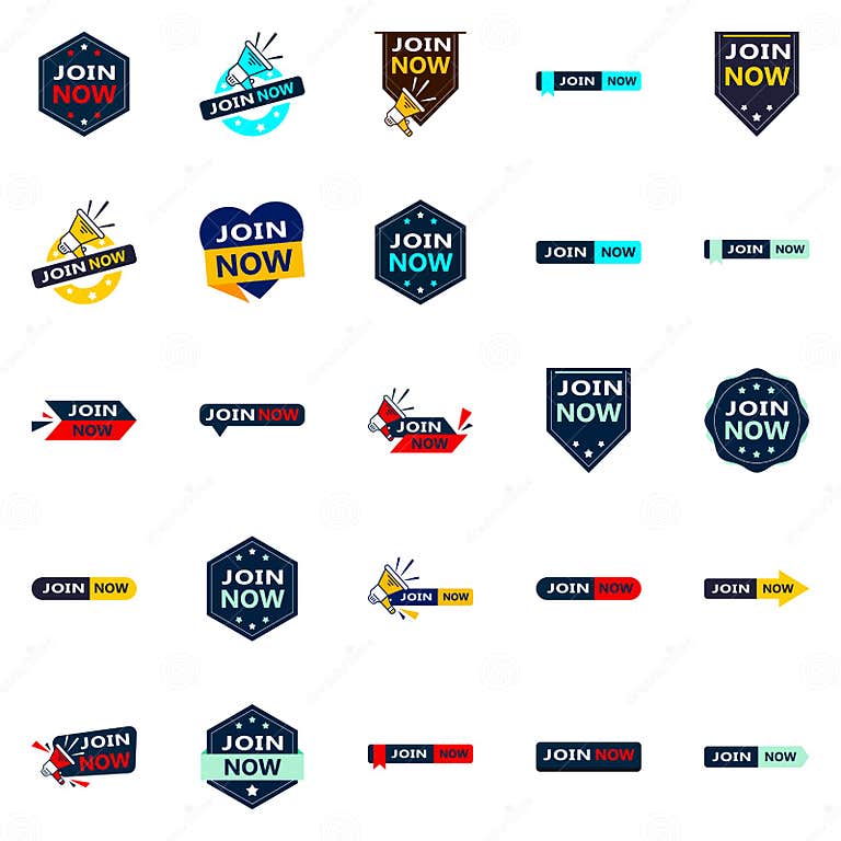 Join Now 25 Modern Typographic Elements To Encourage Joining Stock ...