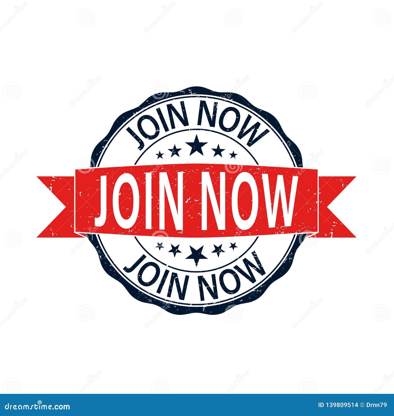 Join Now Red Rubber Web Stamp with Stars Stock Illustration ...