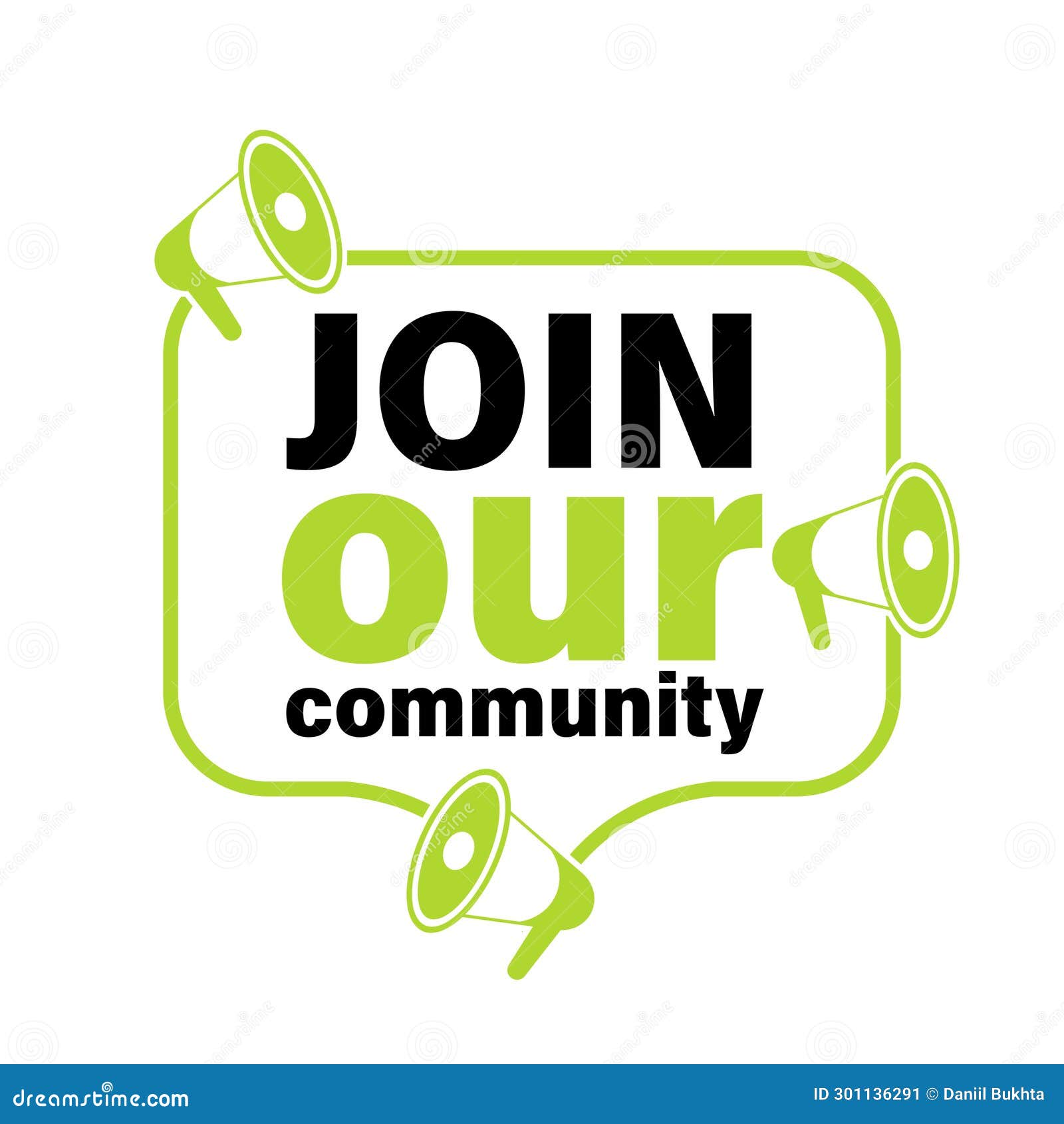 Join Our Community Sticker, Icon with Loudspeakers Stock Vector ...
