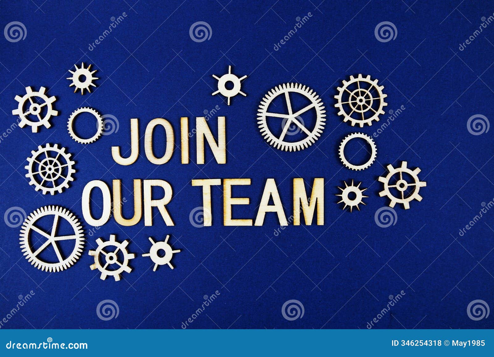 Join Our Team Alphabet Letters with Gears Element on Navy Blue ...